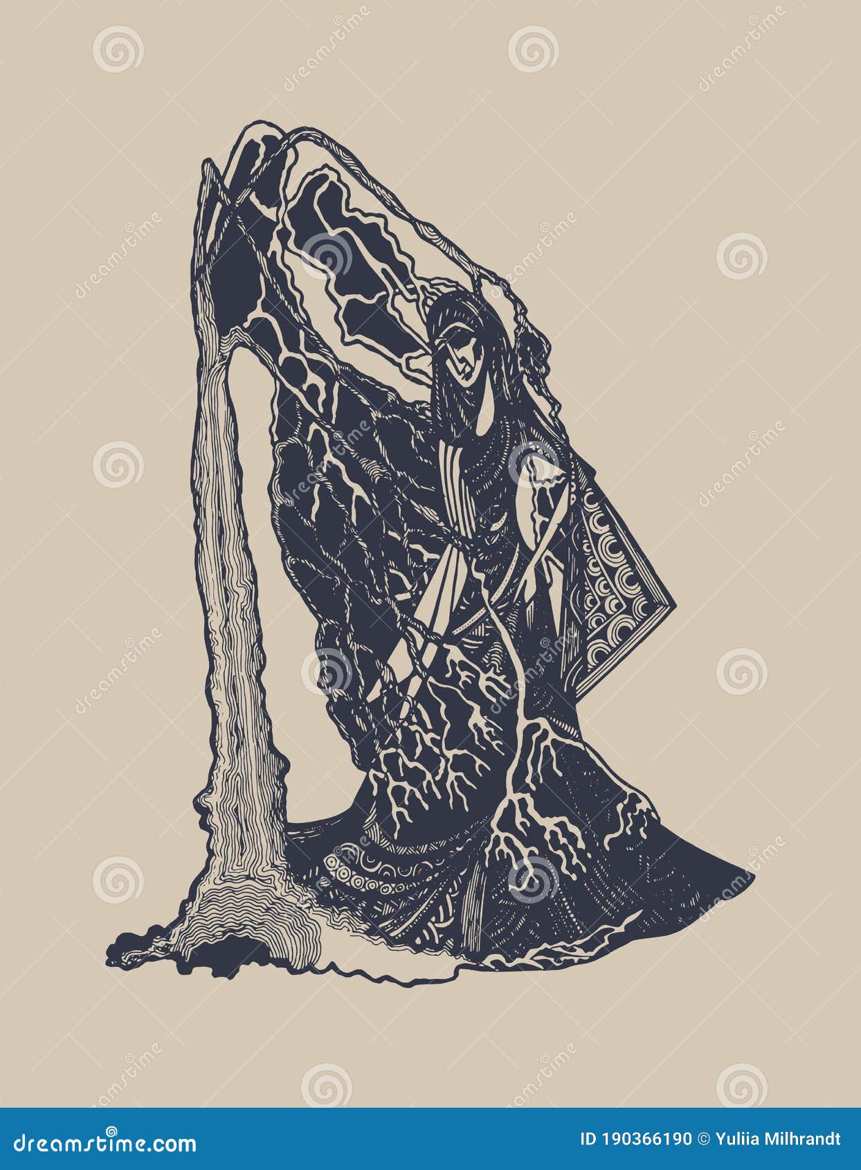 Girl and Tree. Abstract Graphic Composition. Hand Drawn Vector Isolated ...