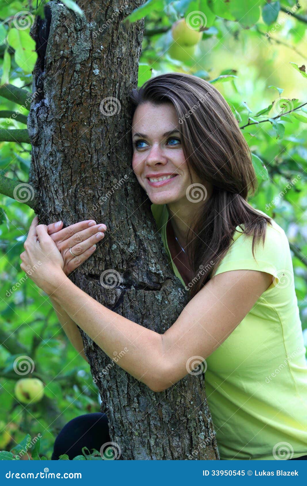 Girl on tree stock image. Image of woman, embracing, dreaming - 33950545