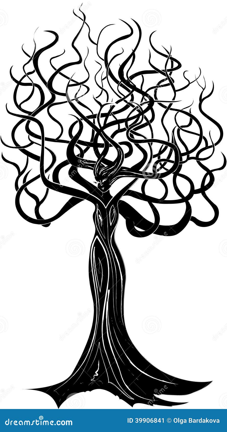 Girl - tree with a face stock vector. Illustration of beauty - 39906841