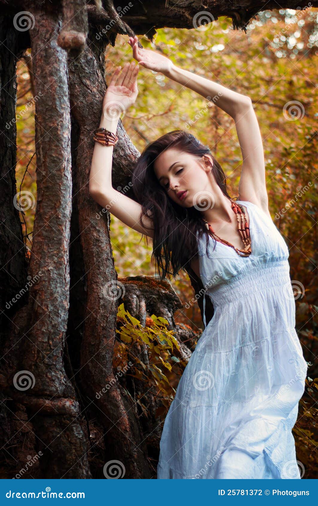 Girl in a tree s root stock photo. Image of roots, beauty - 25781372