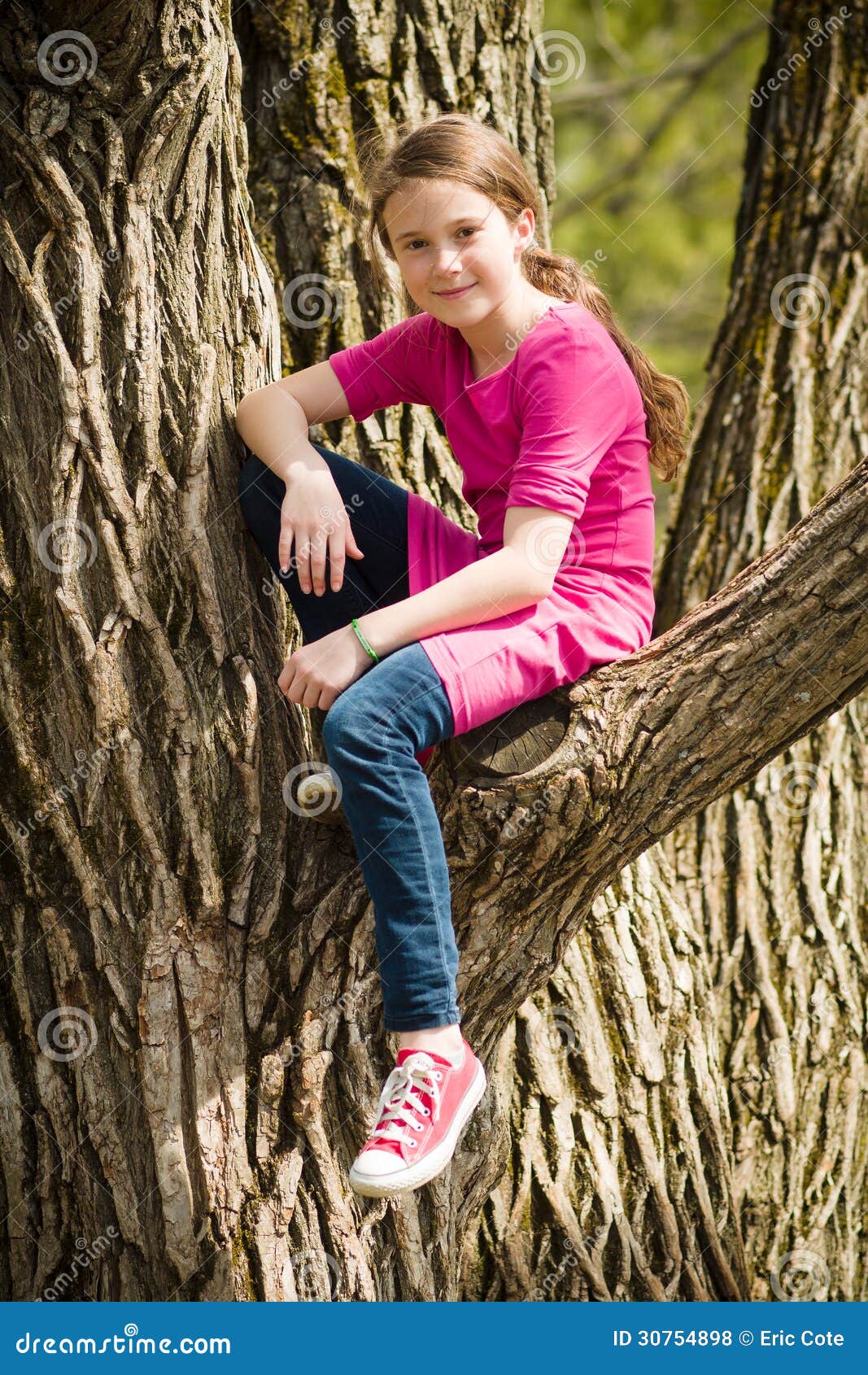 Girl in a tree stock photo. Image of happy, cute, child - 30754898
