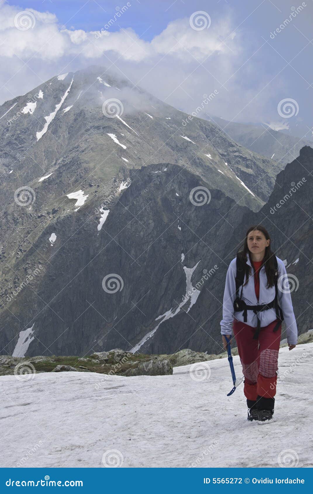 Girl trekking stock photo. Image of mountain, trek, blue - 5565272