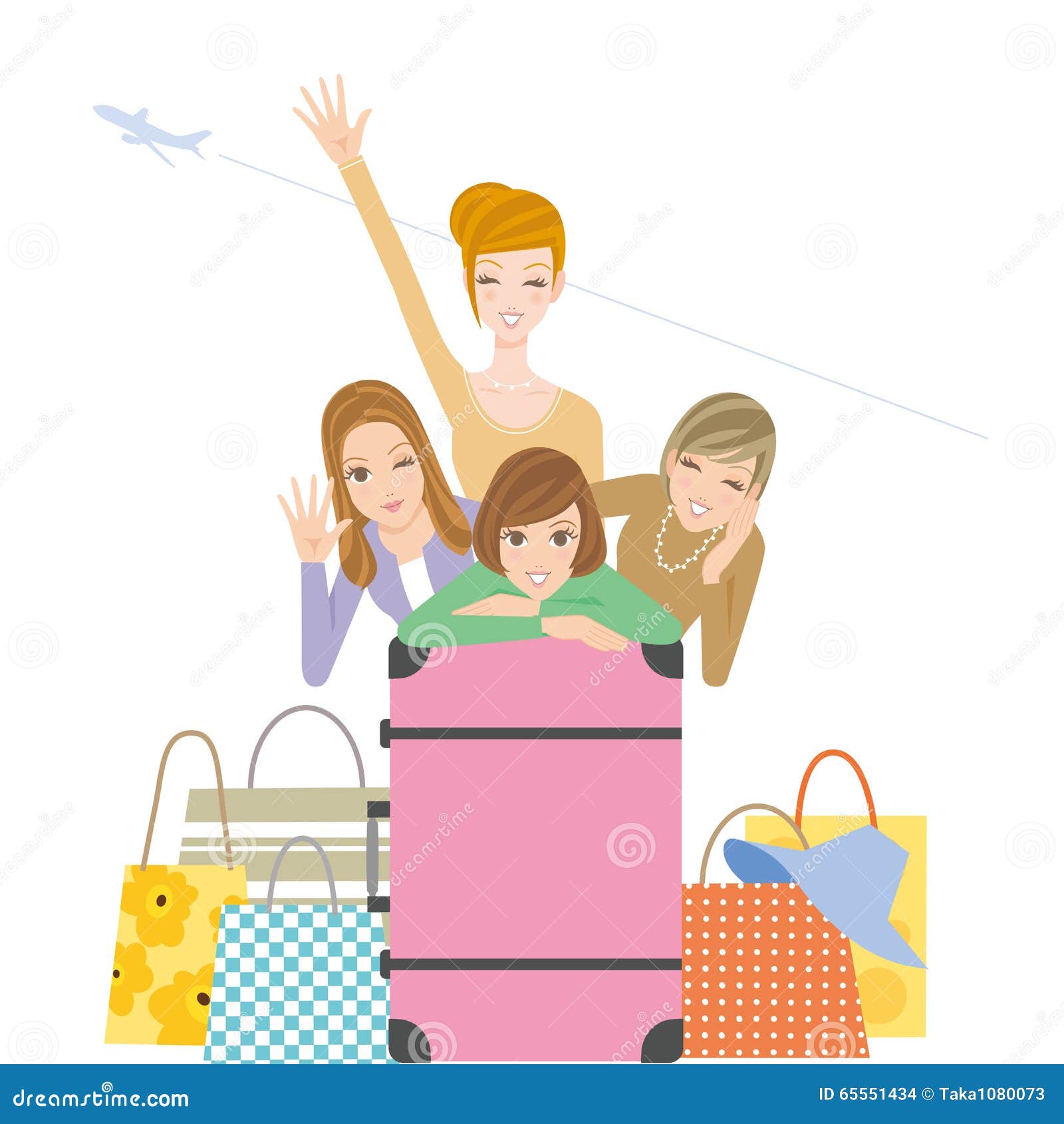 Girl trip stock vector. Illustration of woman, smile - 65551434