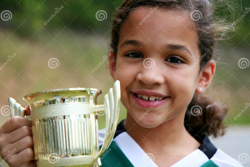 Girl with Trophy stock photo. Image of success, schoolgirl - 4977860