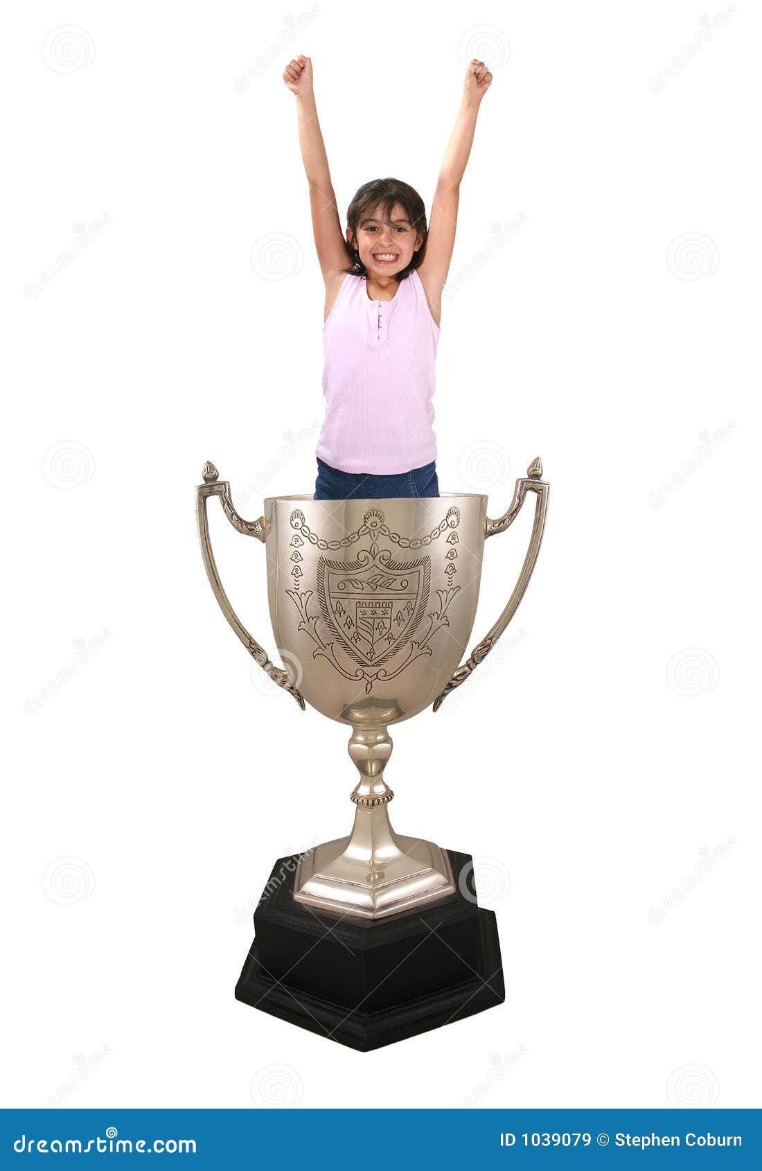Girl in Trophy Cup stock image. Image of girl, medal, cute - 1039079