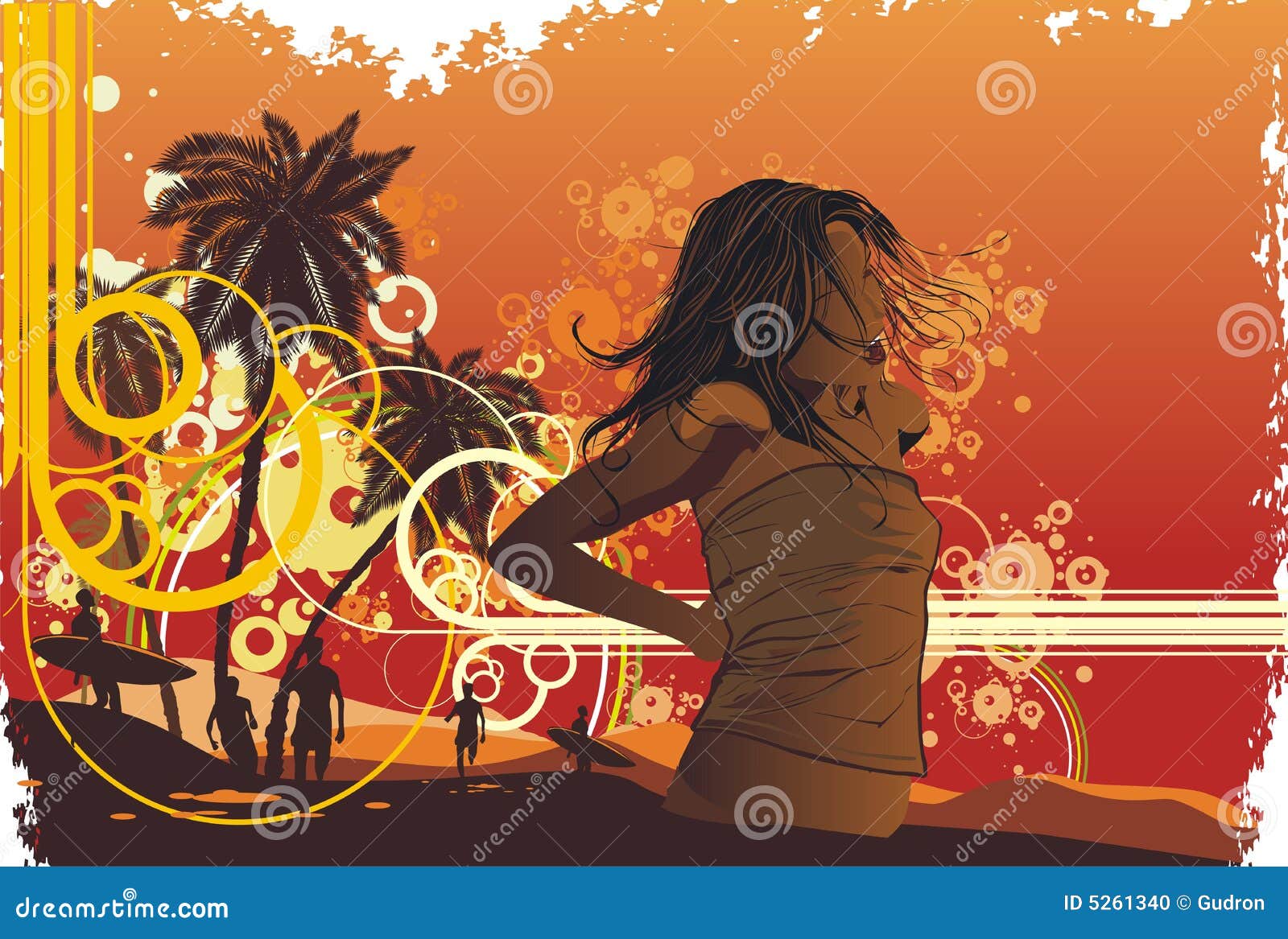 Girl,tropical Island, Palm Trees Stock Vector - Illustration of design ... Girl,tropical Island, Palm Trees Stock Vector - Illustration of design ...