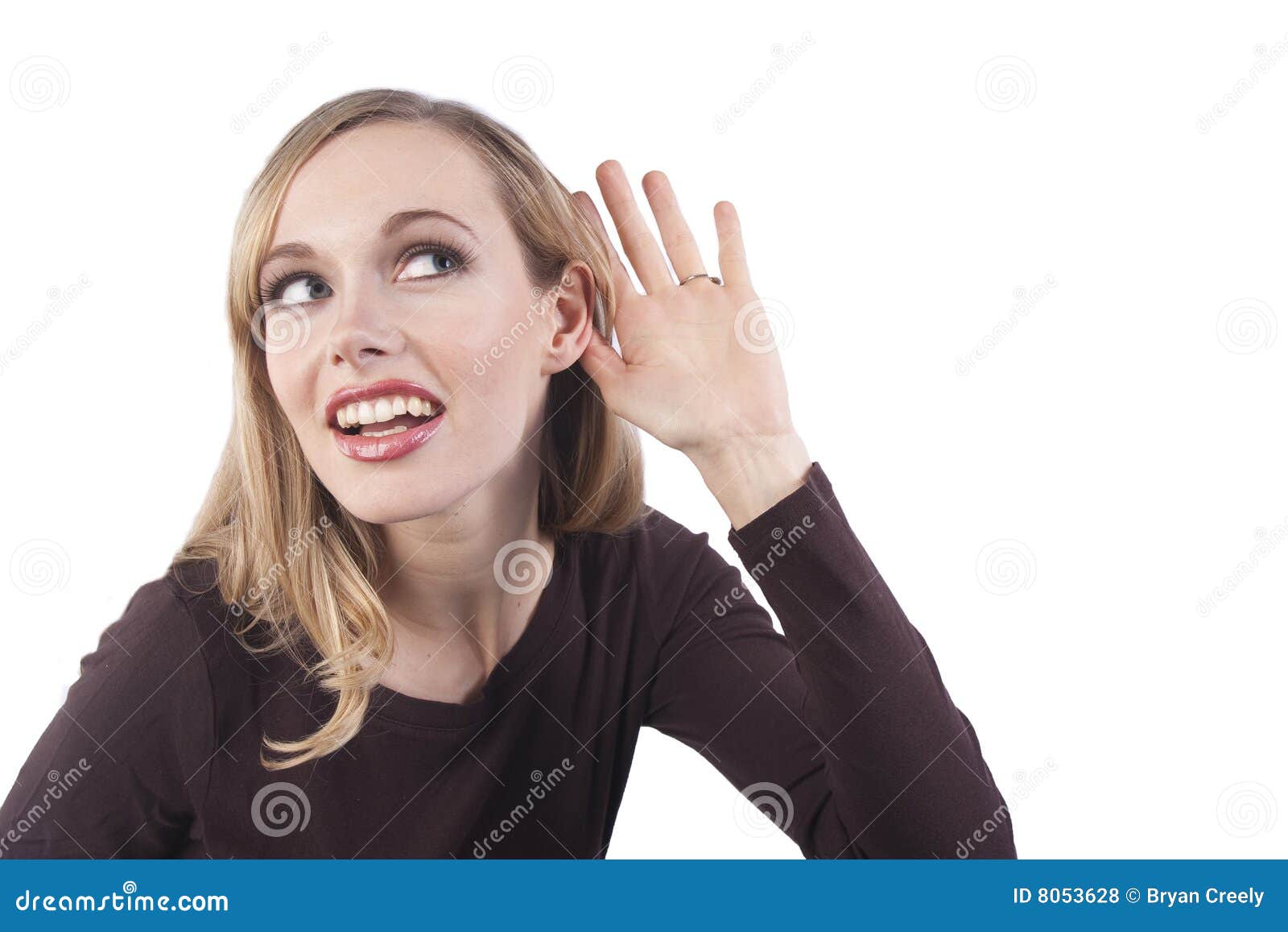 Girl trying to listen stock photo. Image of hearing, listen - 8053628