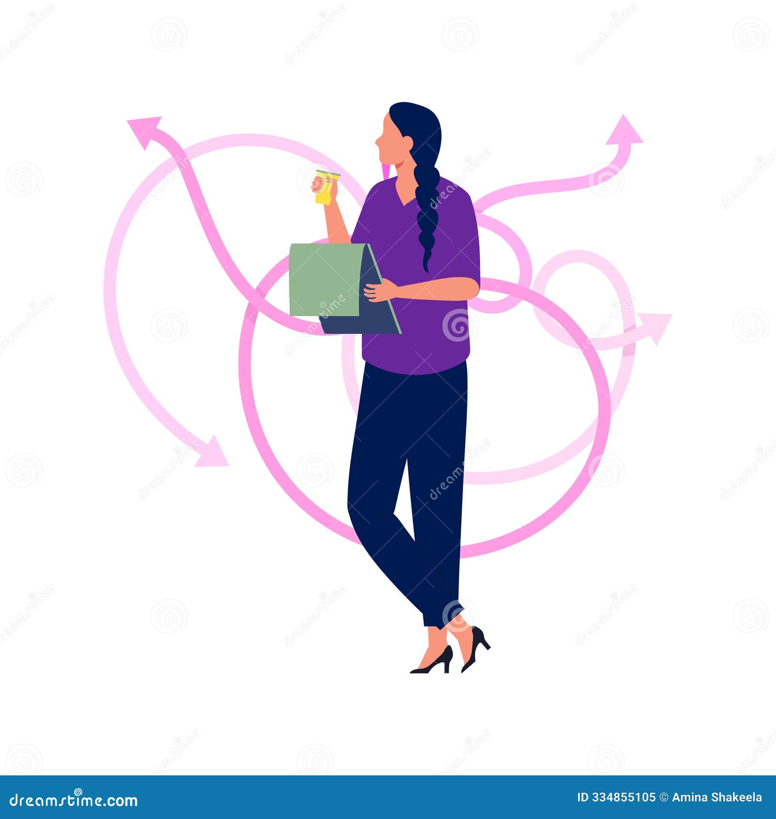 The Girl is Trying To Solve the Problem Stock Illustration ...