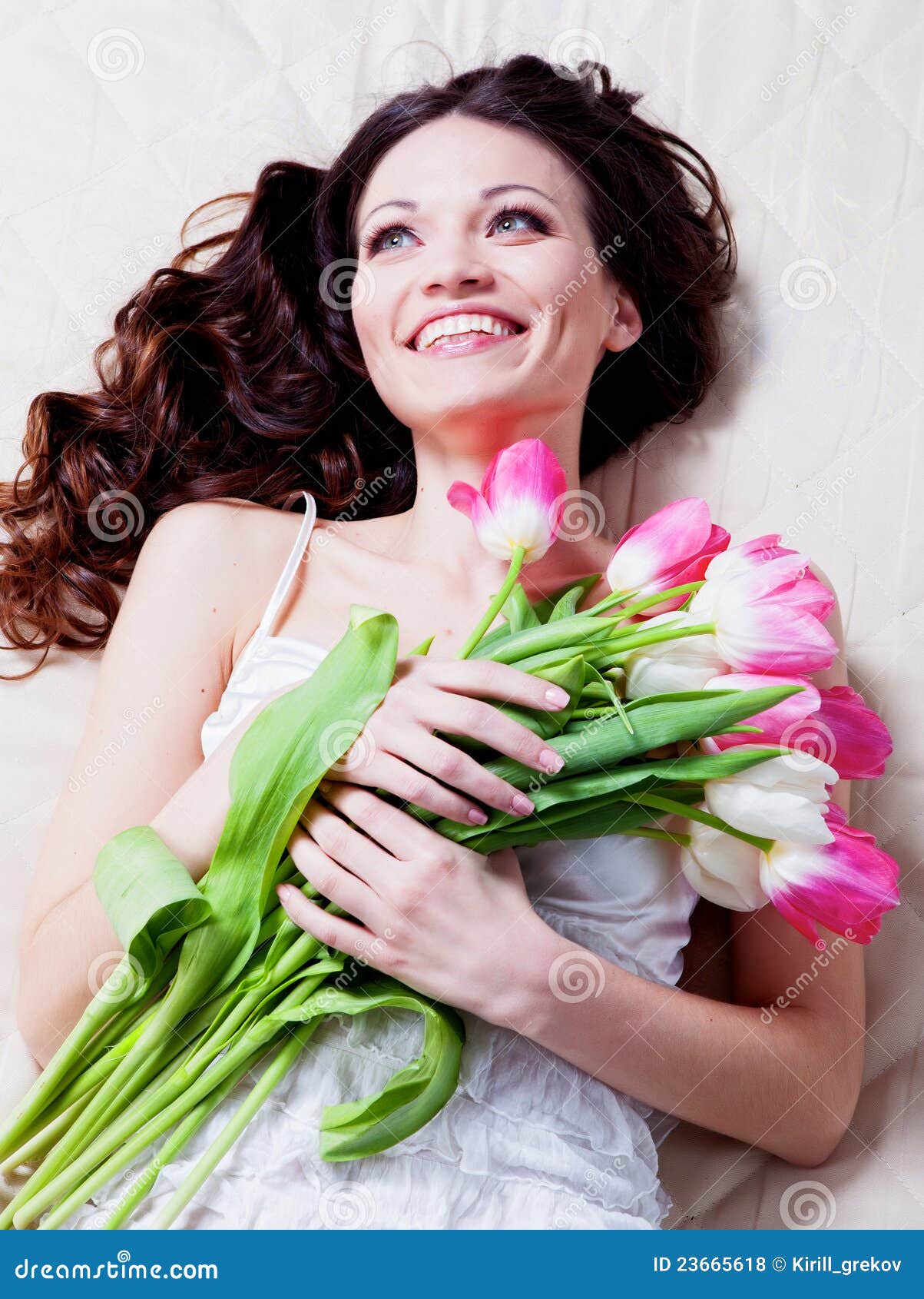 Girl with tulip flowers stock photo. Image of girl, nature - 23665618