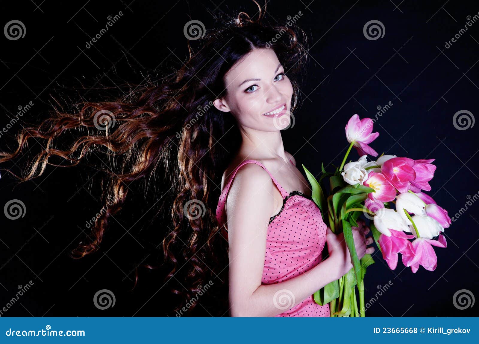 Girl with tulip flowers stock photo. Image of adult, beautiful - 23665668