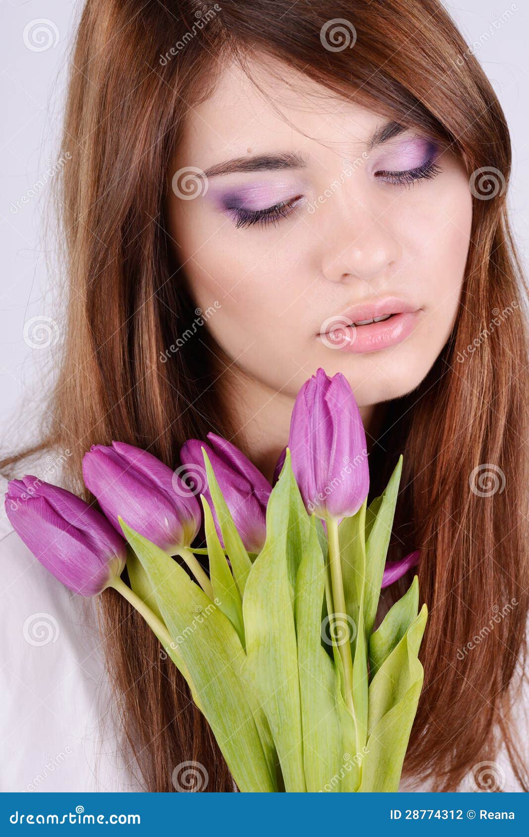 Girl with tulips stock photo. Image of face, isolated - 28774312