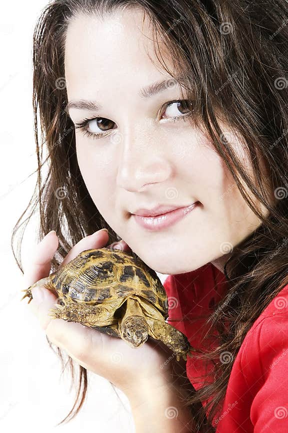 Girl with turtle stock photo. Image of young, female - 16505852