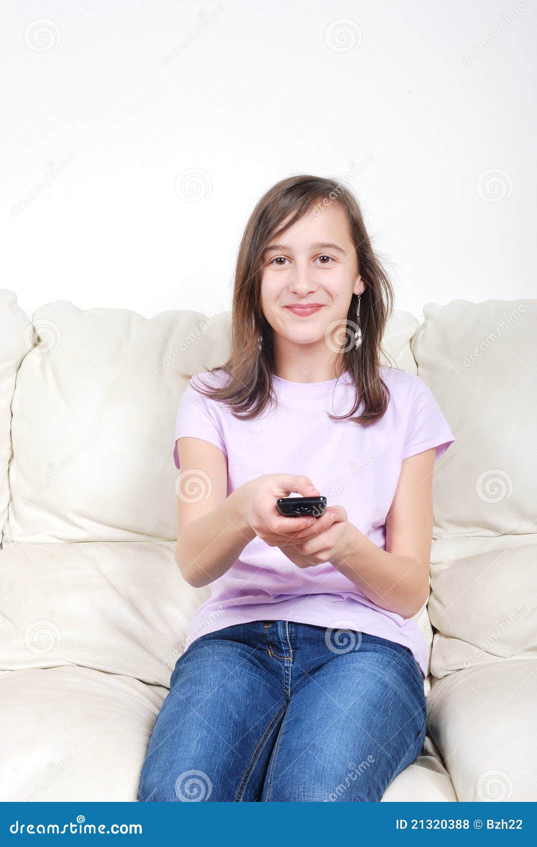 Girl with TV Remote Control Stock Photo - Image of channel, female ...