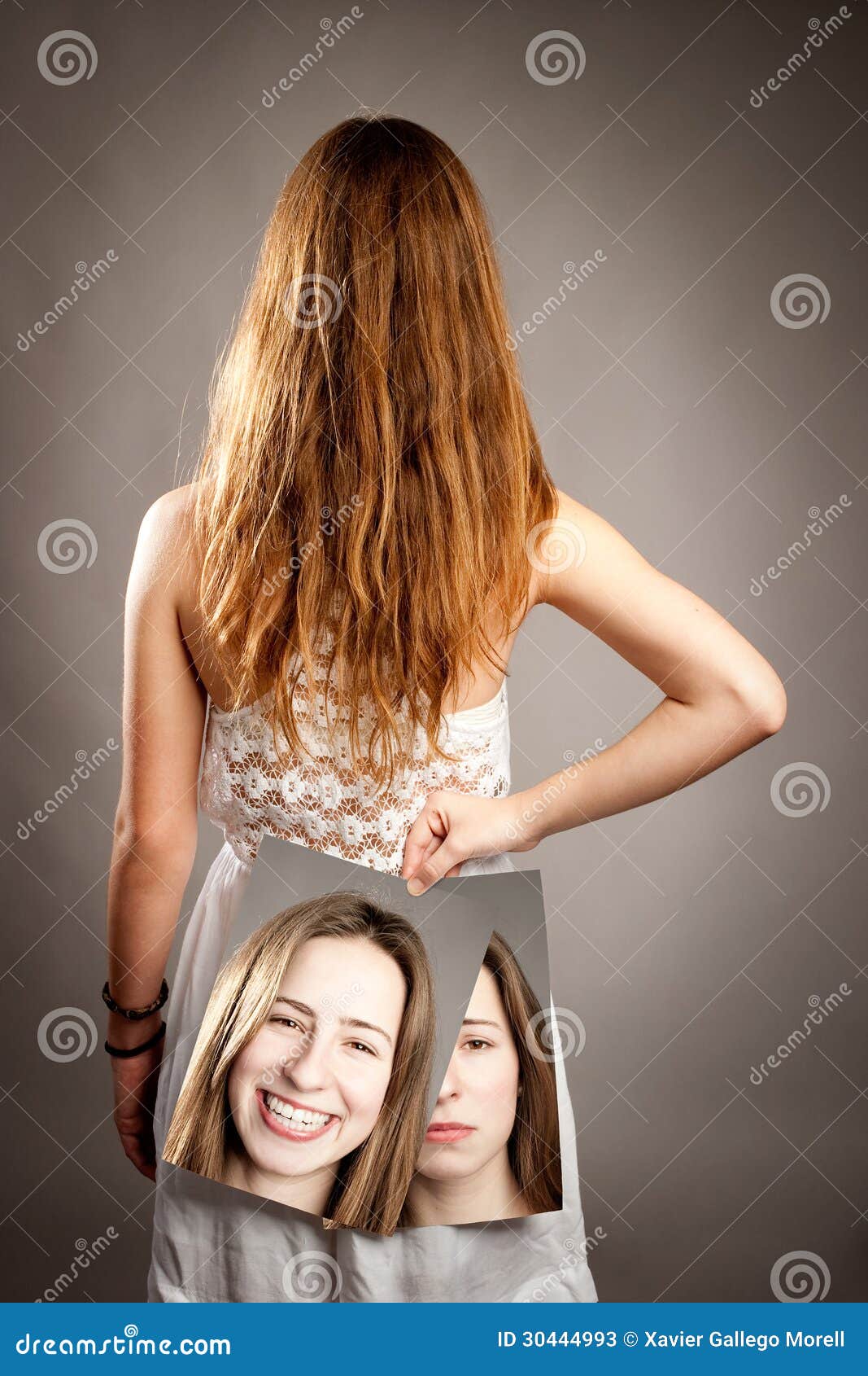 Girl with two faces stock image. Image of characters - 30444993