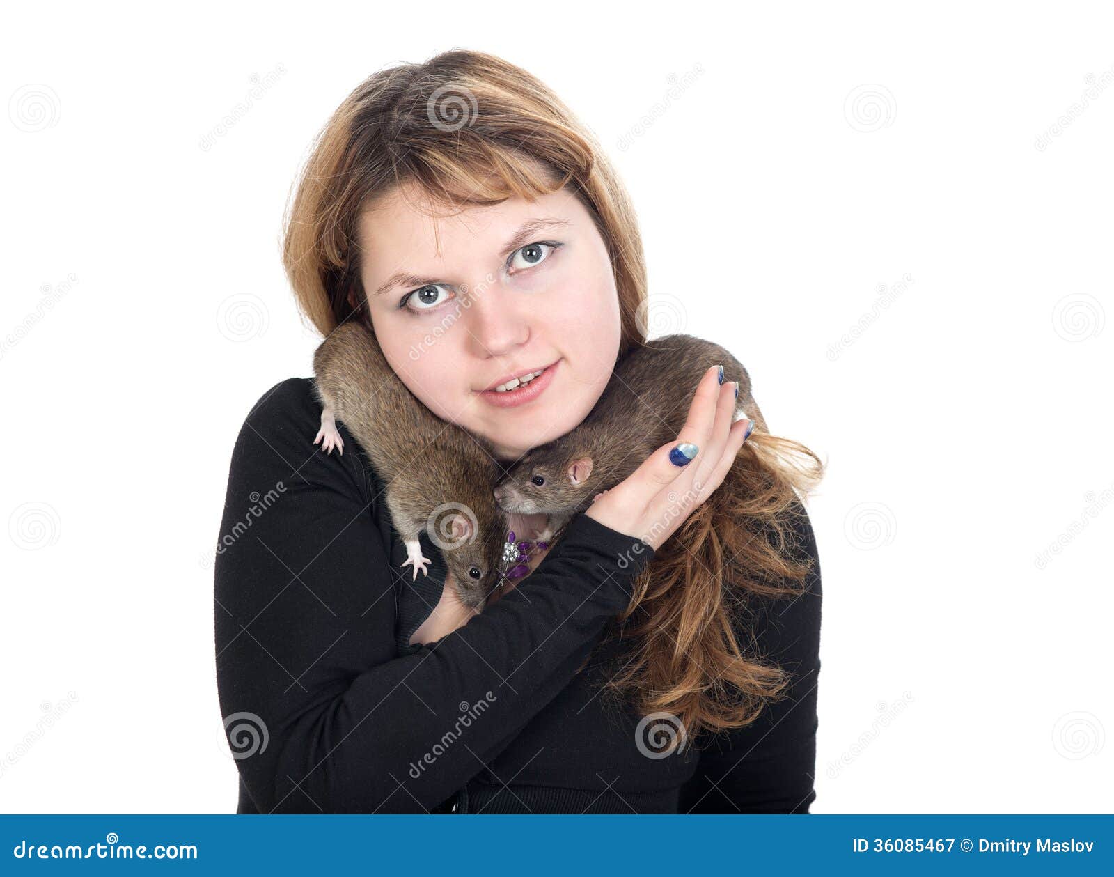 Girl with two rats stock image. Image of studio, confidence - 36085467