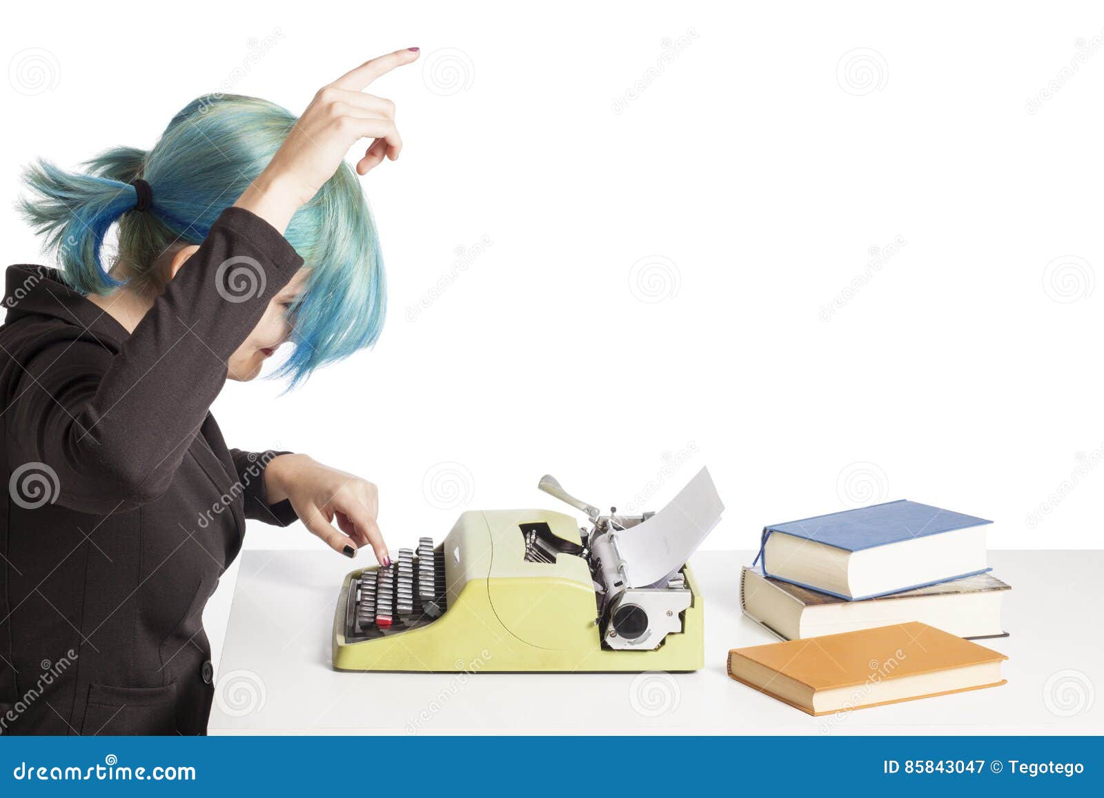 Girl typewriter stock image. Image of business, typewriter - 85843047