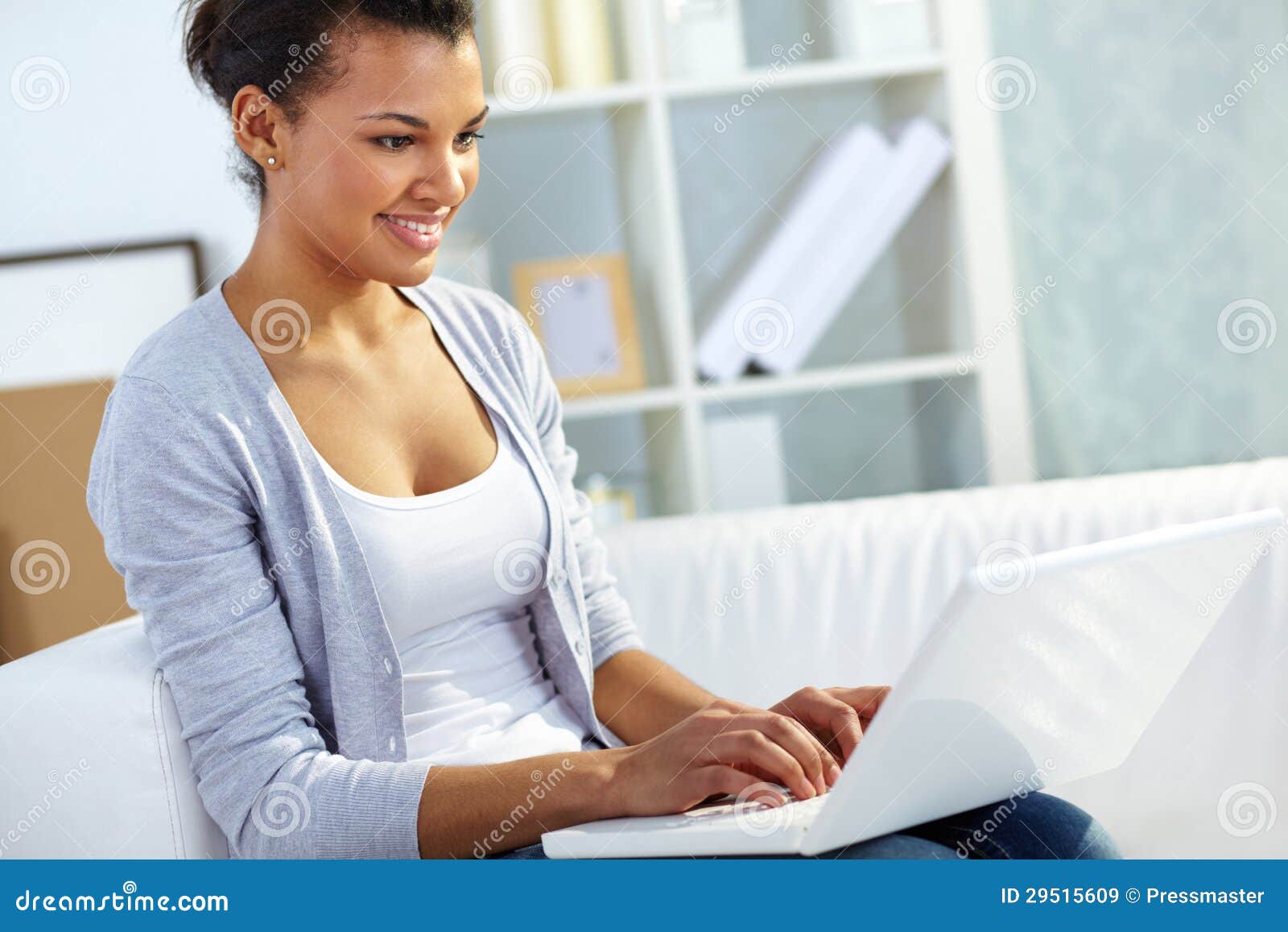 Girl typing stock image. Image of beautiful, cute, happy - 29515609
