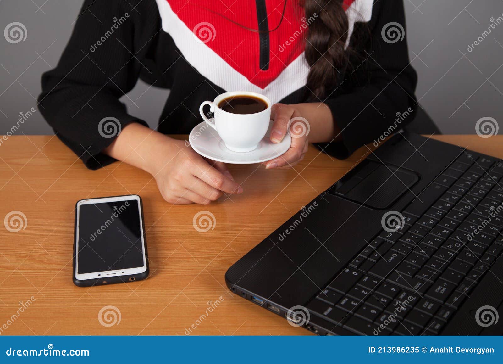 Girl Typing on Computer Having Fun Online or Chatting with Friends. he ...