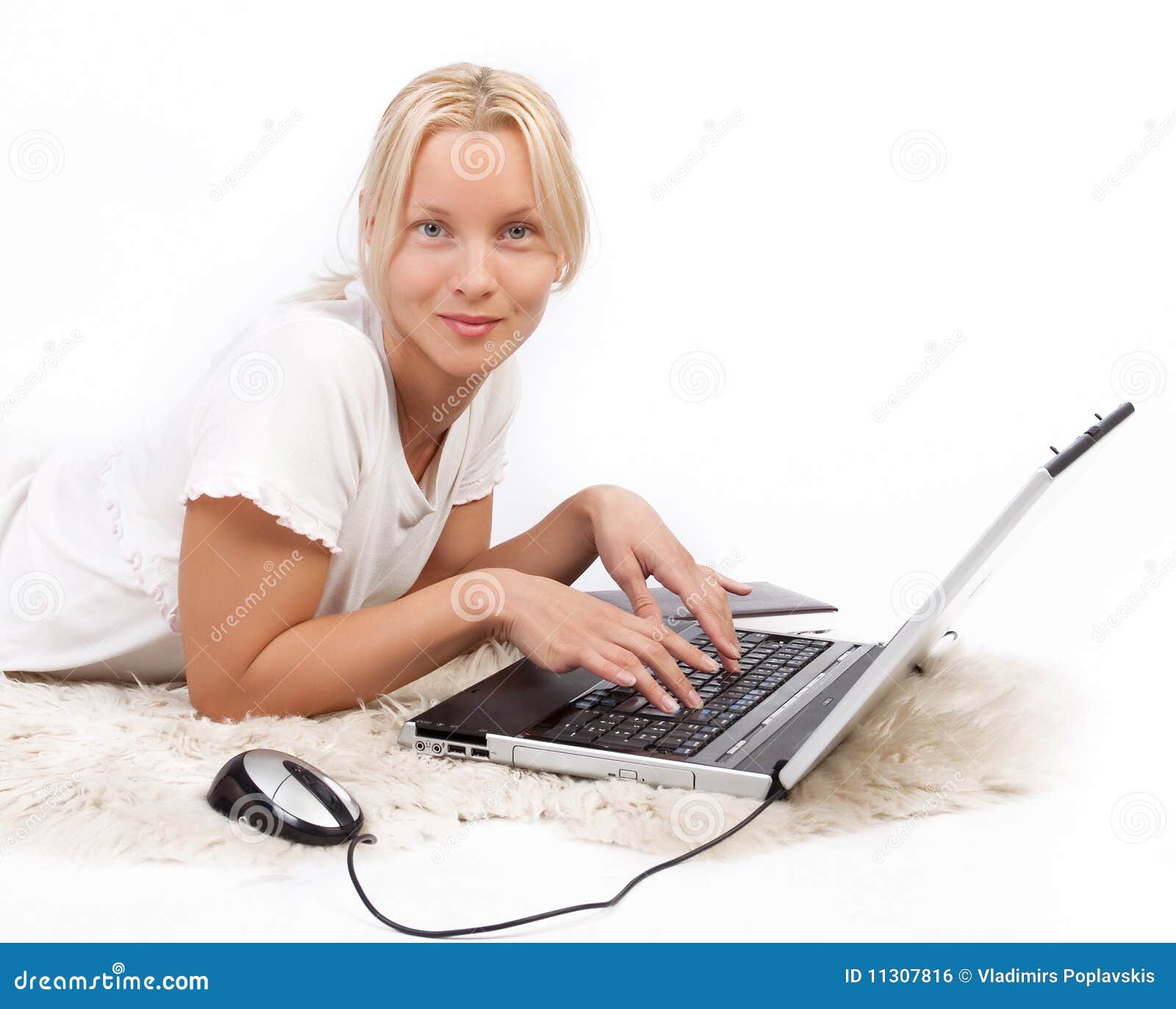 Girl typing on her latop stock photo. Image of female - 11307816