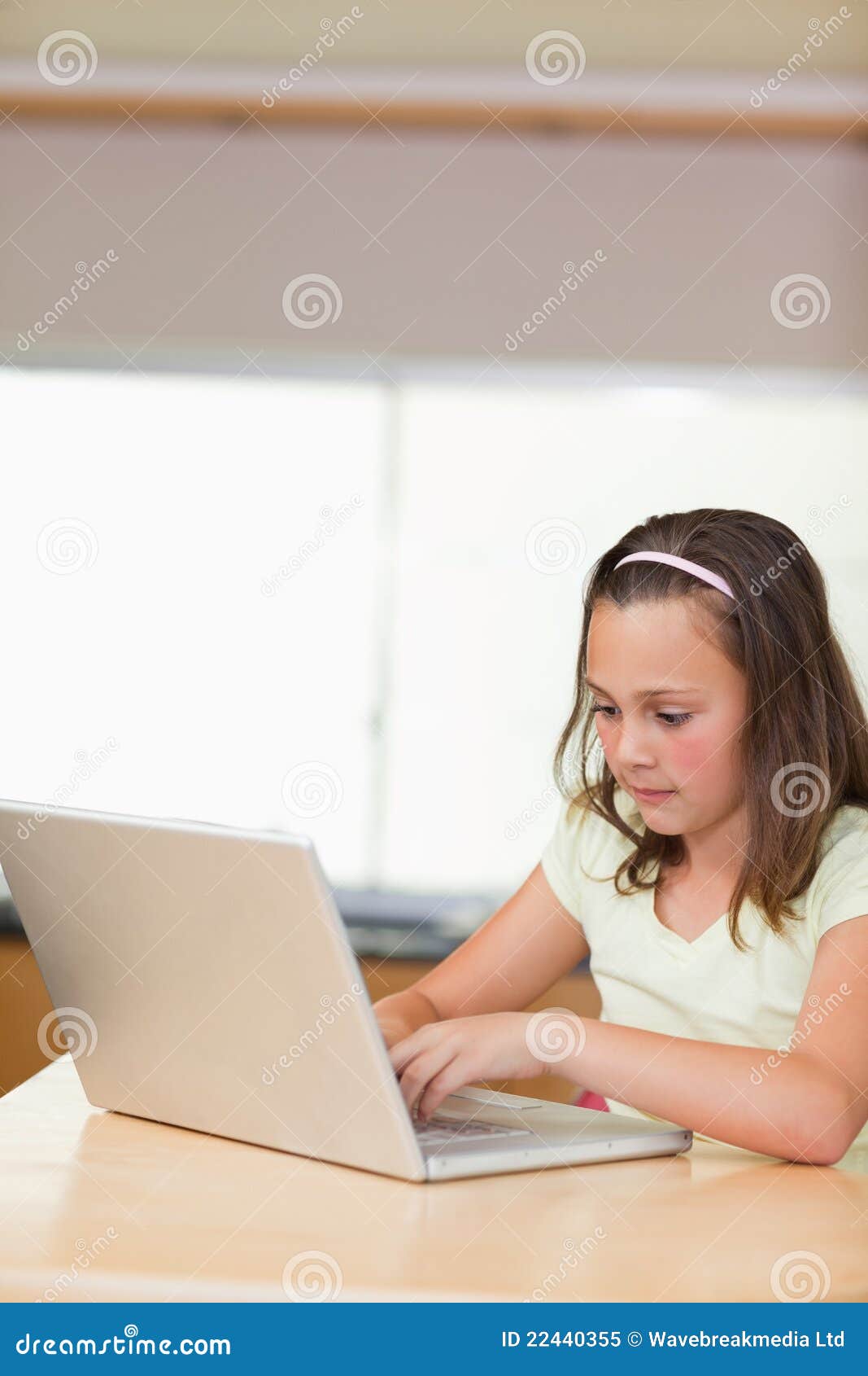 Girl Typing on Laptop in the Kitchen Stock Image - Image of computer ...