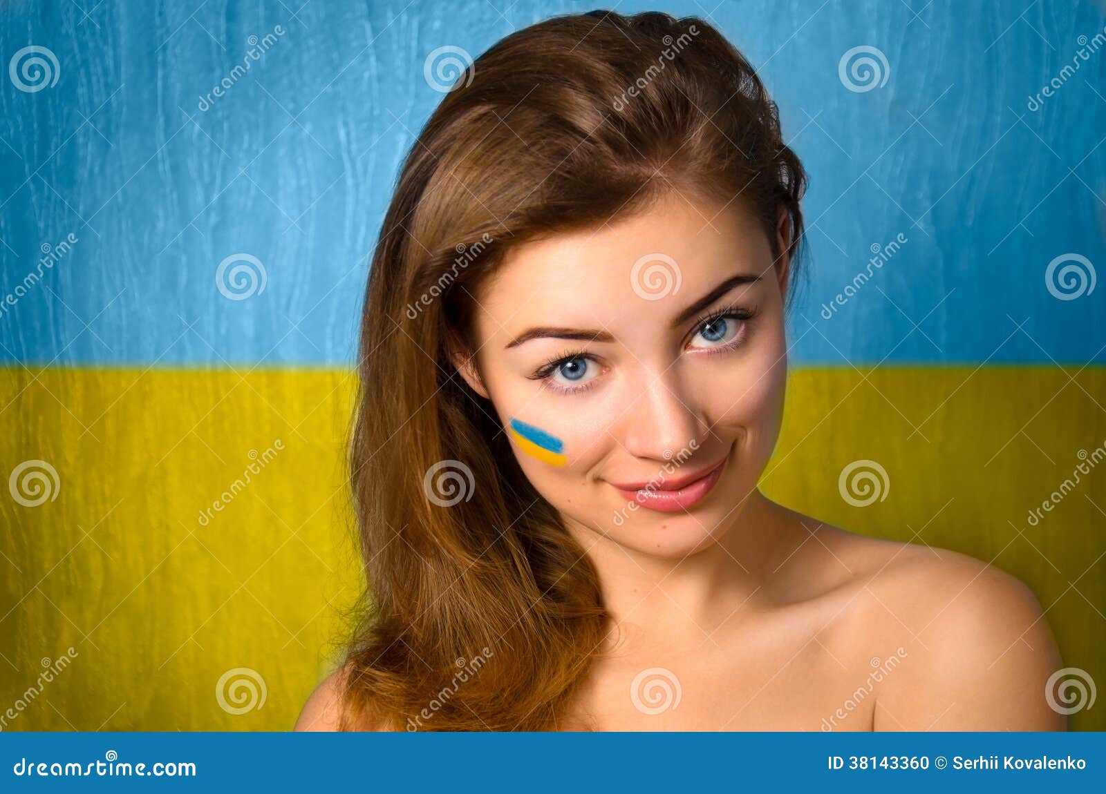 Girl and Ukrainian flag stock photo. Image of girl, national - 38143360