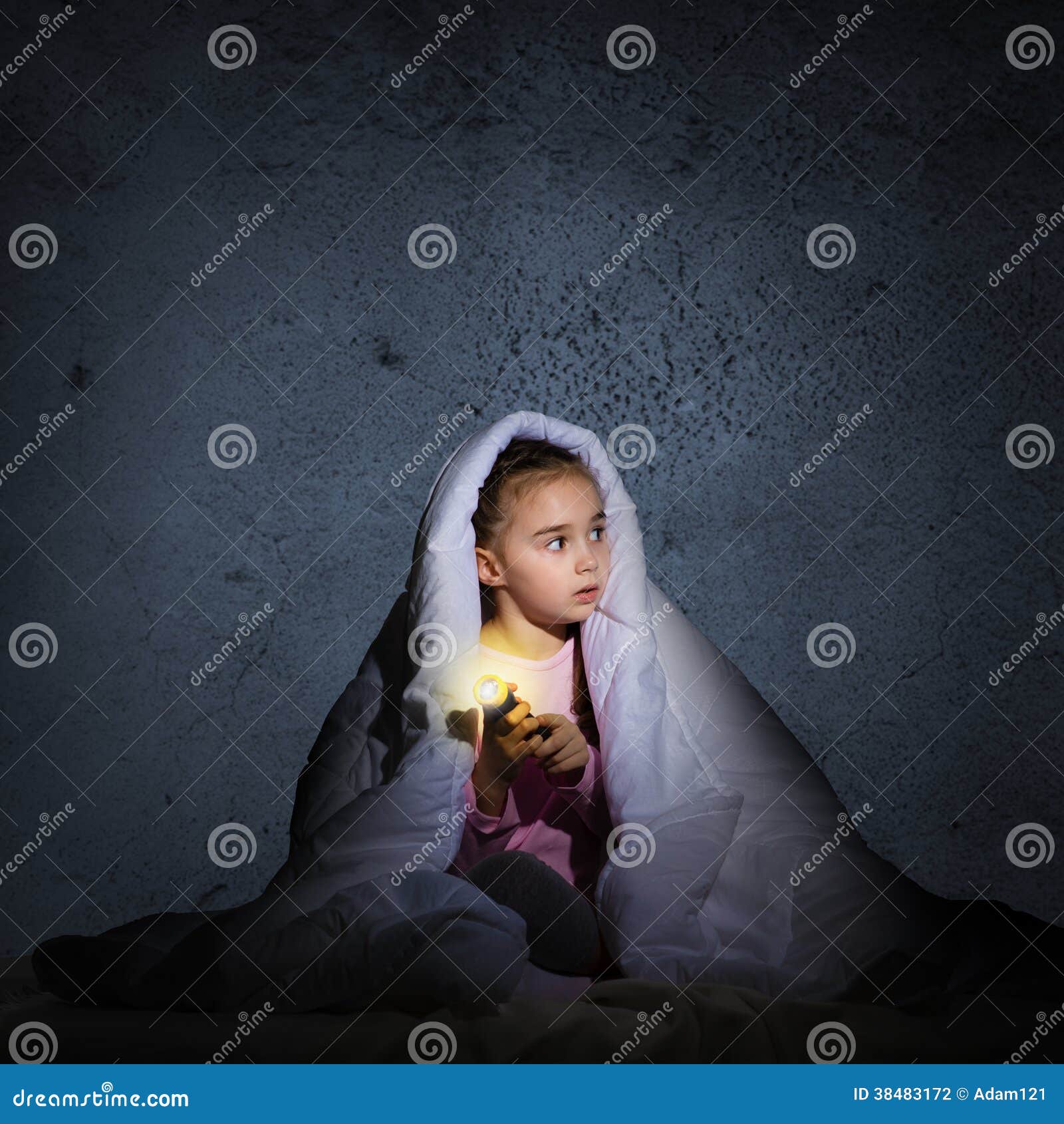 Girl Under the Covers with a Flashlight Stock Photo - Image of black ...