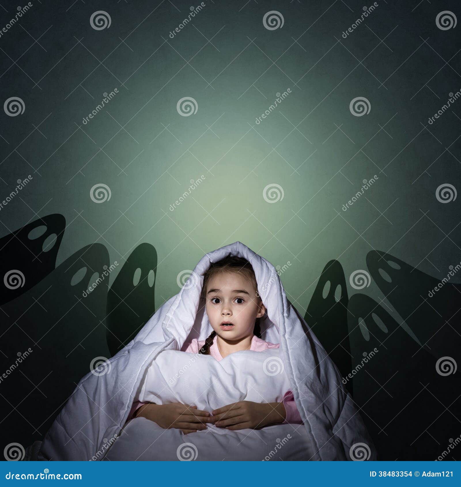 Girl Under the Covers with a Flashlight Stock Photo - Image of ghost ...