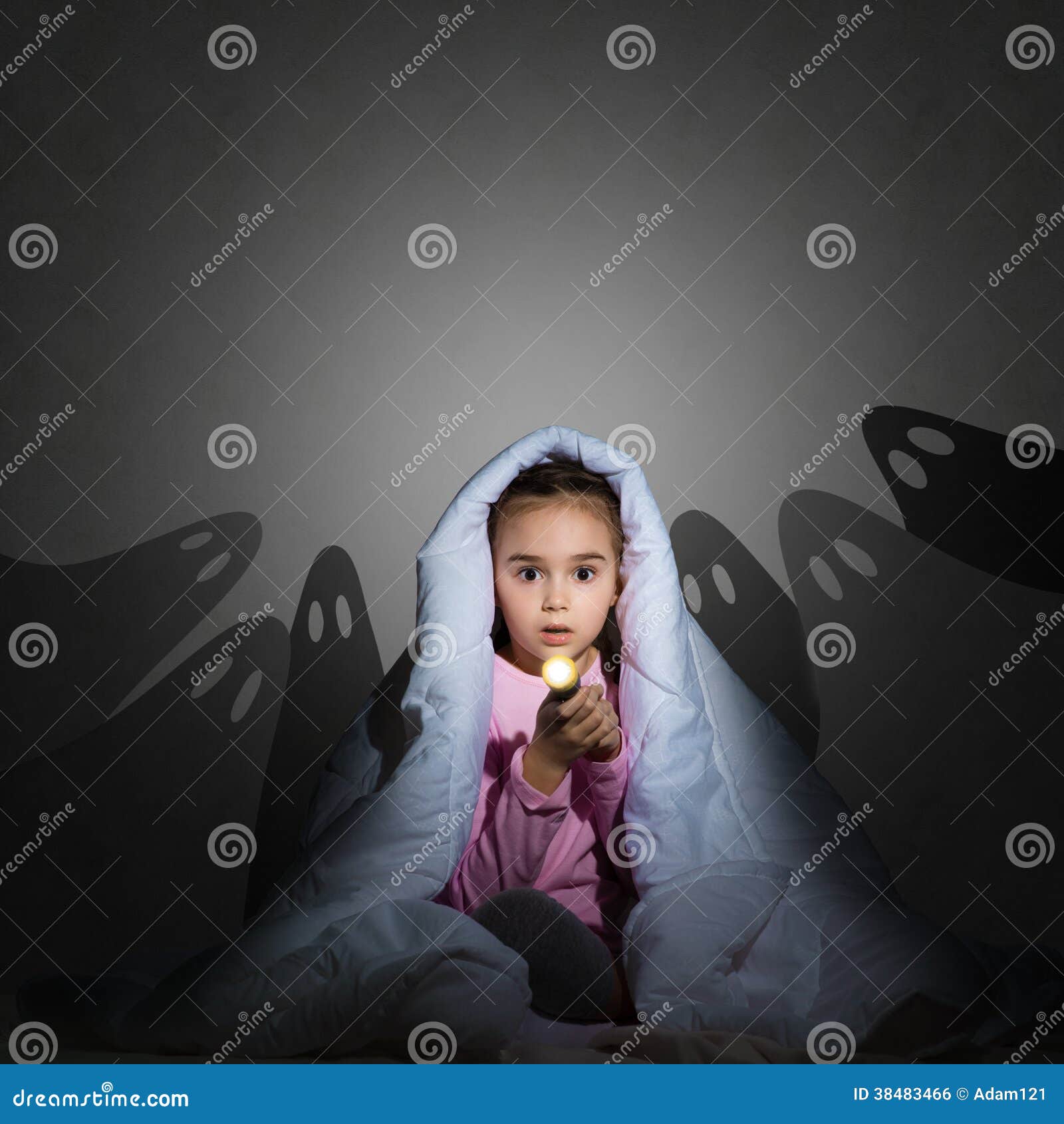 Girl Under the Covers with a Flashlight Stock Photo - Image of evil ...