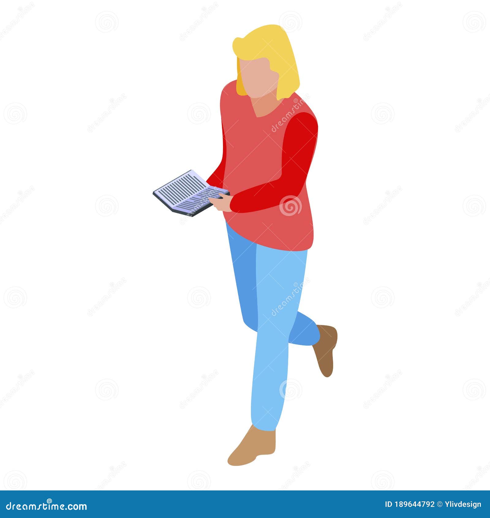 Girl in University Library Icon, Isometric Style Stock Vector ...