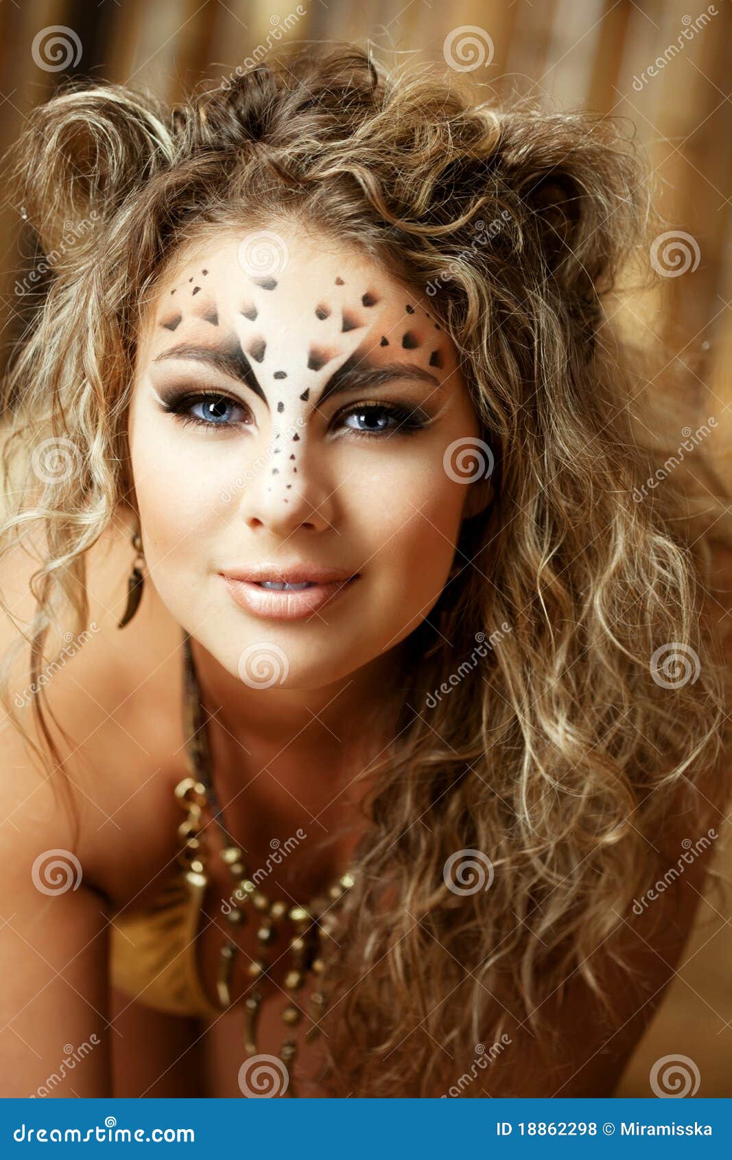 Girl with an Unusual Make-up As a Leopard Stock Photo - Image of lady ...