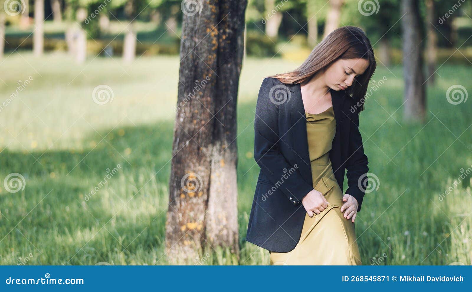 The Girl is Upset about Her Torn Dress. Stock Image - Image of dress ...