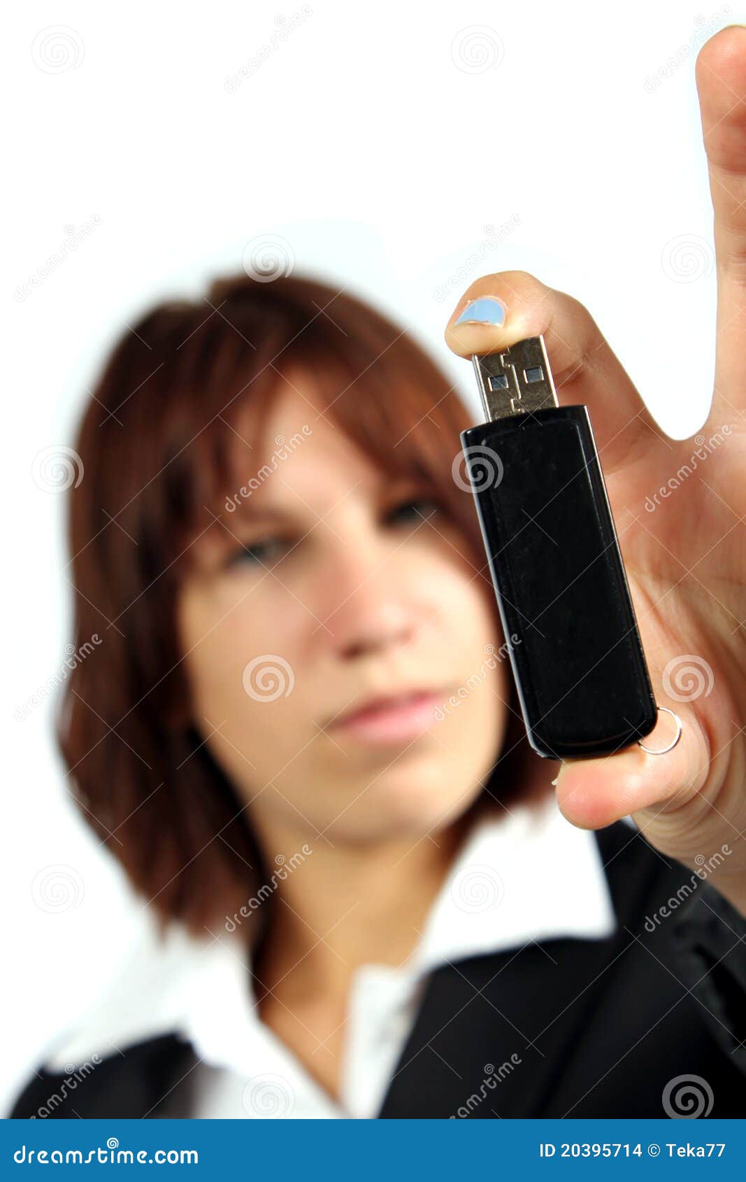 Girl with usb stick stock photo. Image of friendly, technology - 20395714