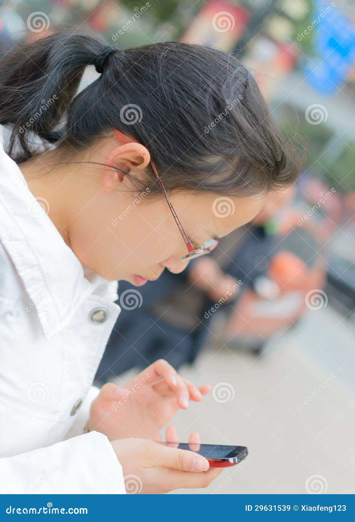 Girl use phone stock image. Image of click, white, communication - 29631539