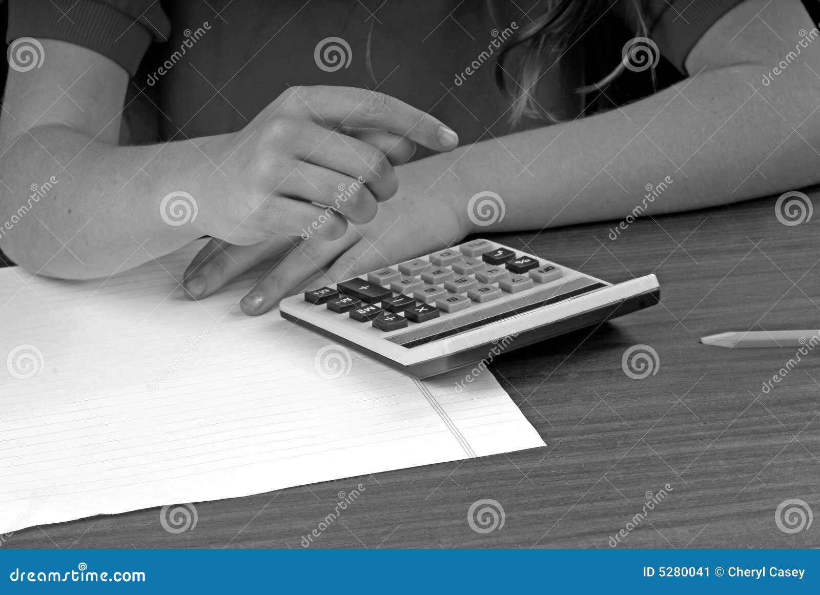 Girl Using Calculator stock image. Image of budget, calculate - 5280041