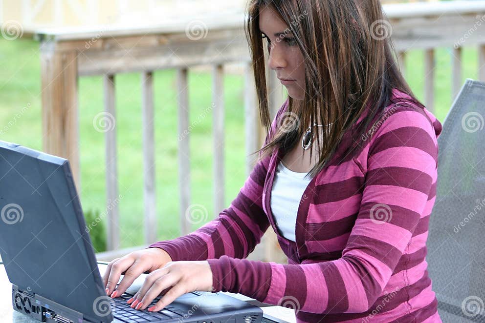 Girl Using Computer stock photo. Image of learn, horizontal - 1213082