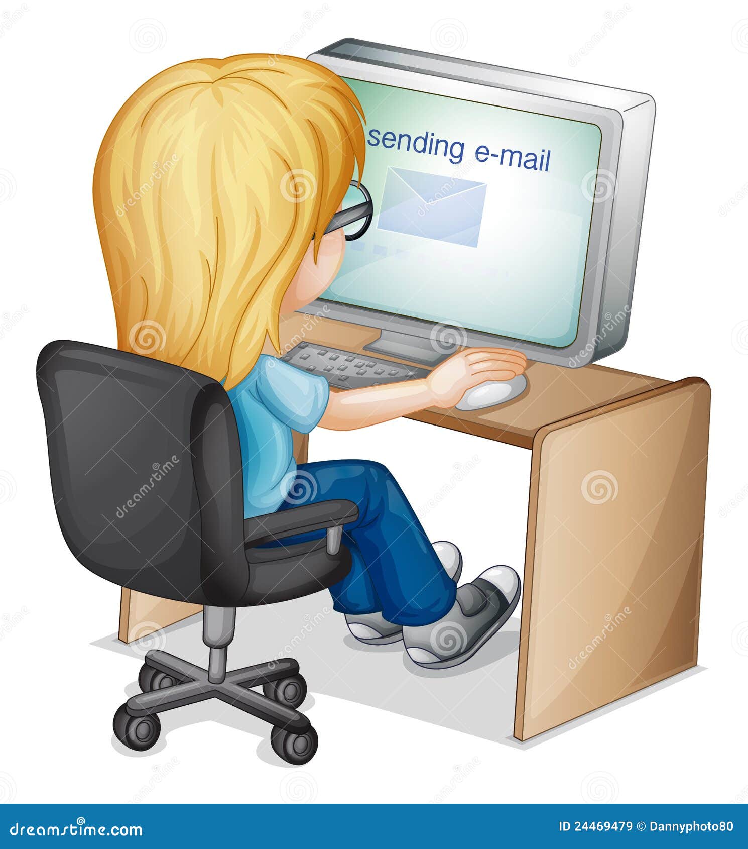 Girl using computer stock vector. Illustration of element - 24469479