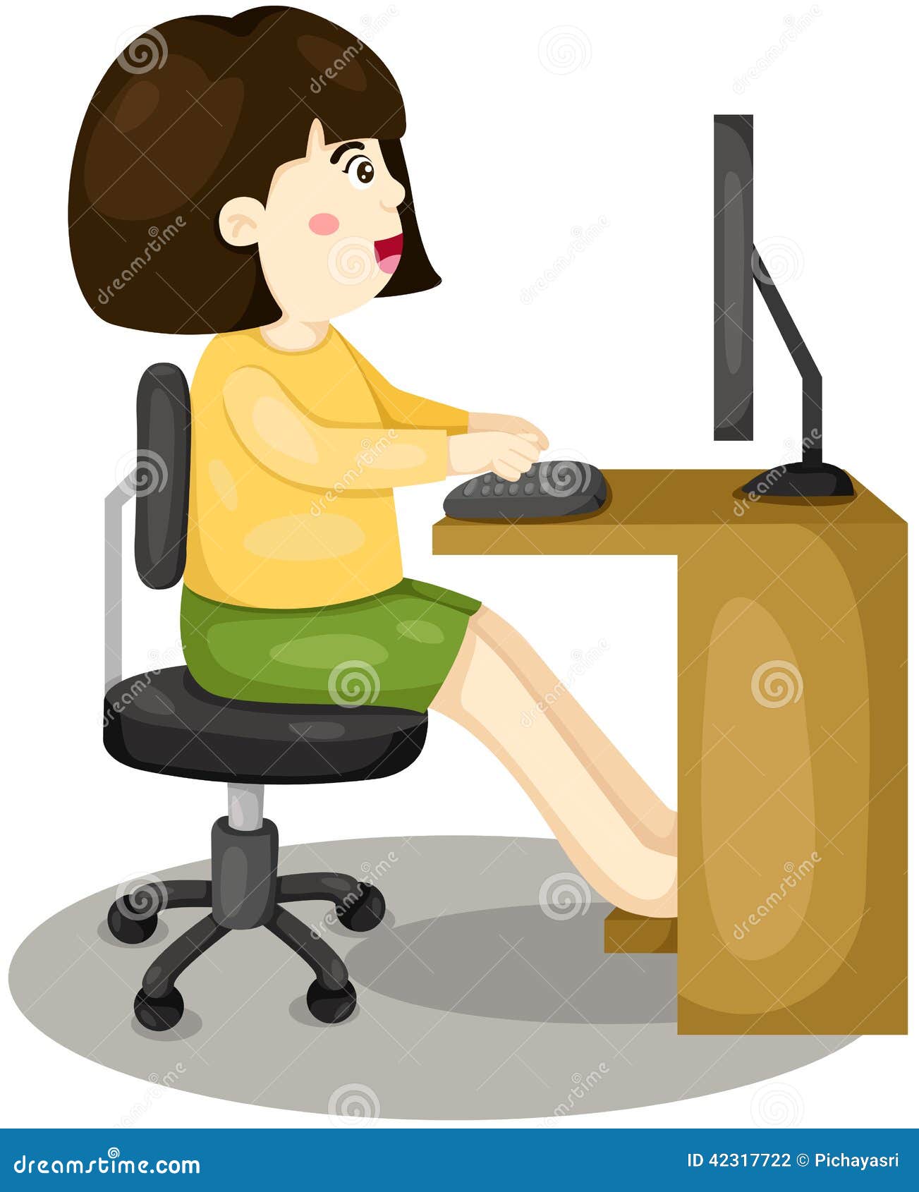 Girl using computer stock vector. Illustration of balance - 42317722