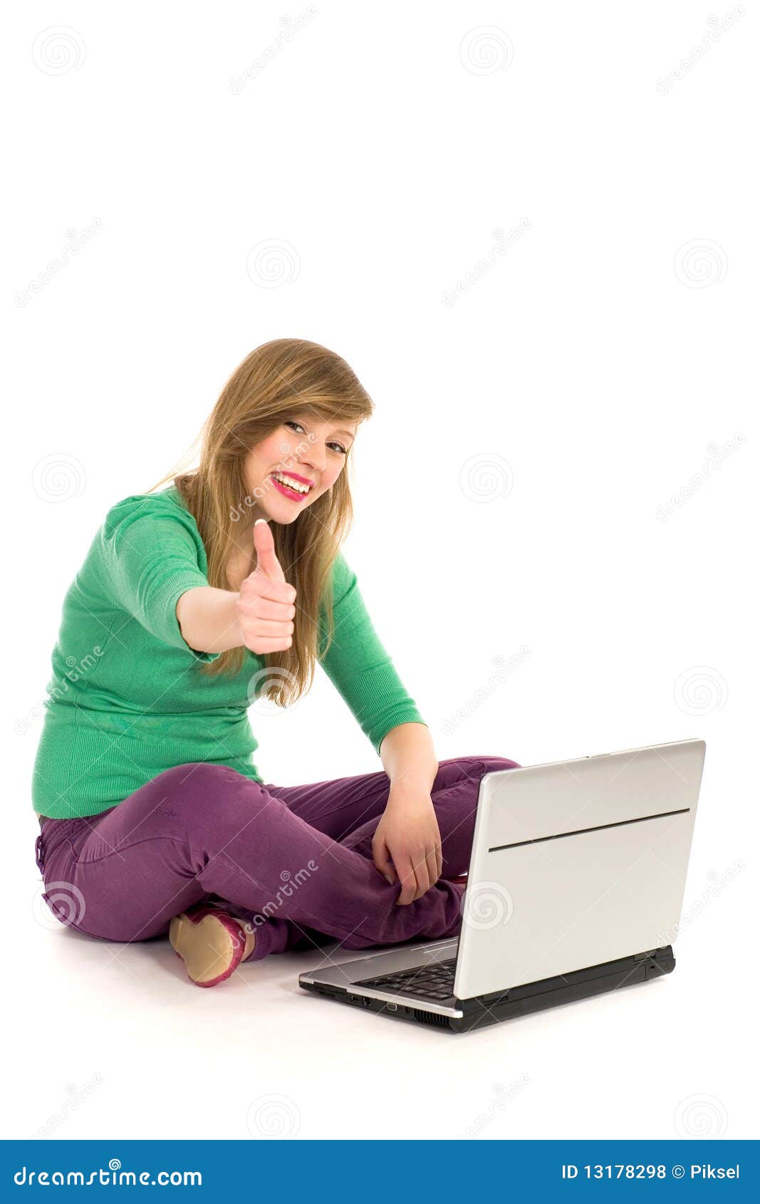 Girl using laptop stock photo. Image of joyful, computer - 13178298