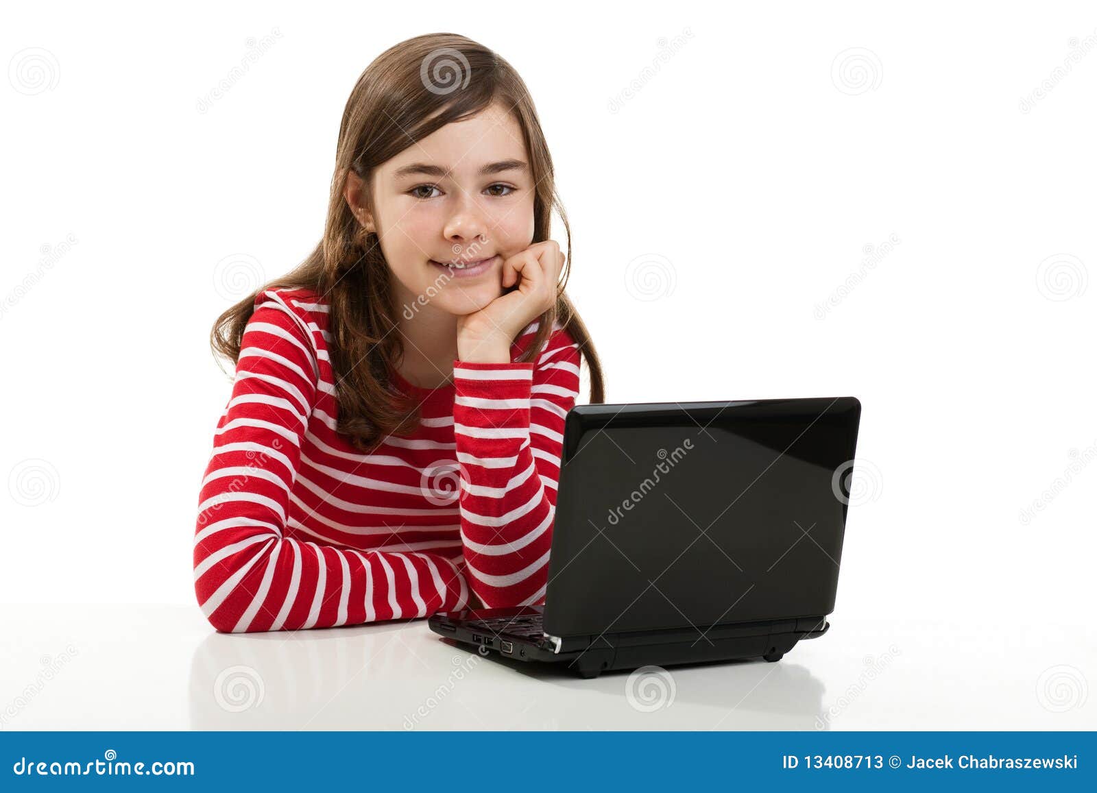 Girl using laptop stock image. Image of learn, isolated - 13408713