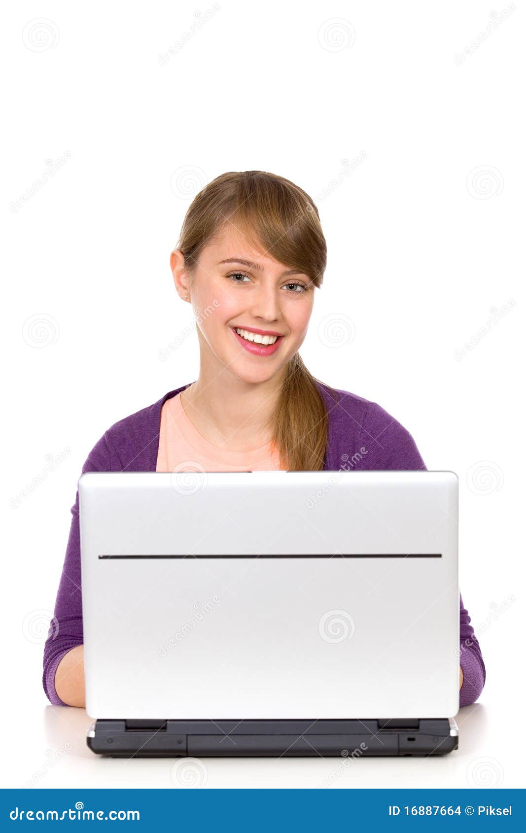 Girl using laptop stock photo. Image of caucasian, beautiful - 16887664