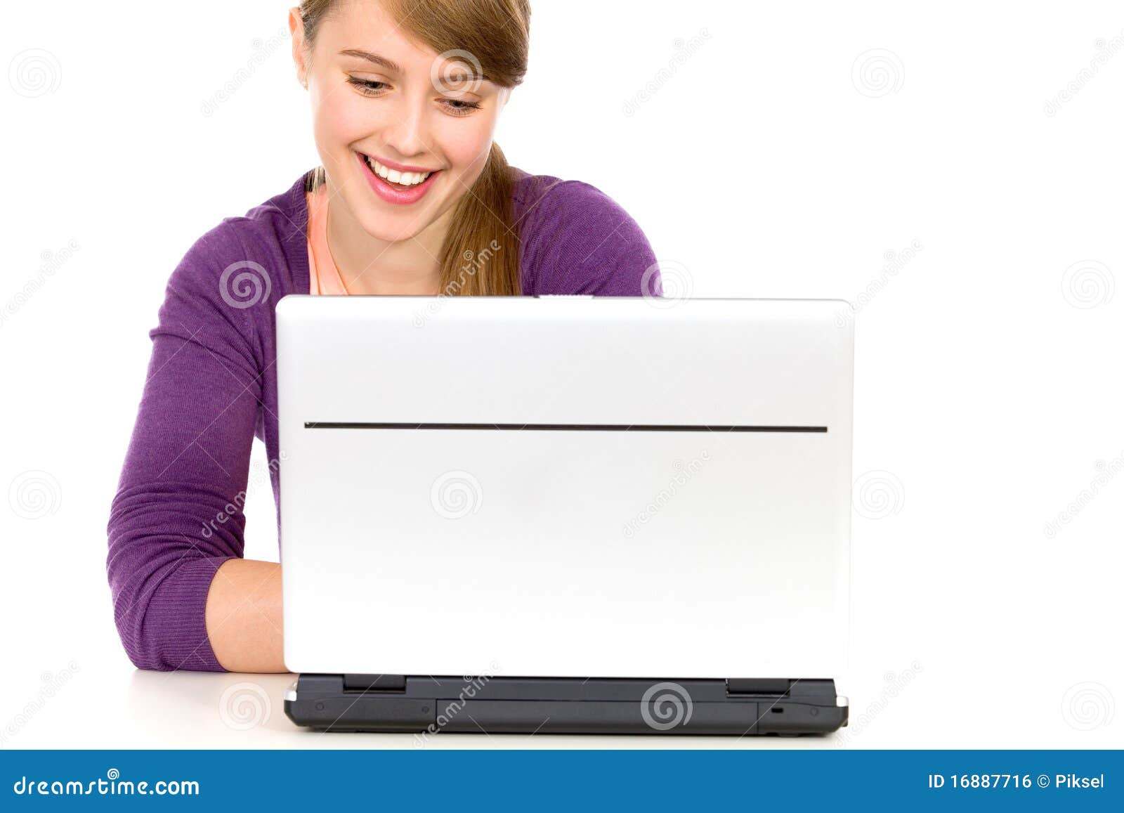Girl using laptop stock photo. Image of computer, girl - 16887716