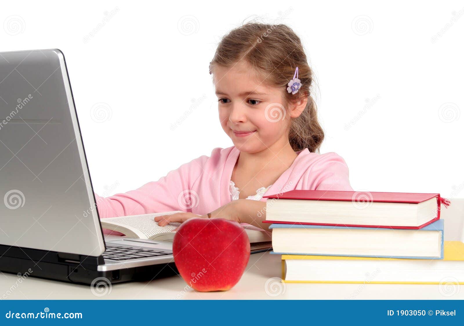 Girl using laptop stock photo. Image of smile, white, internet - 1903050
