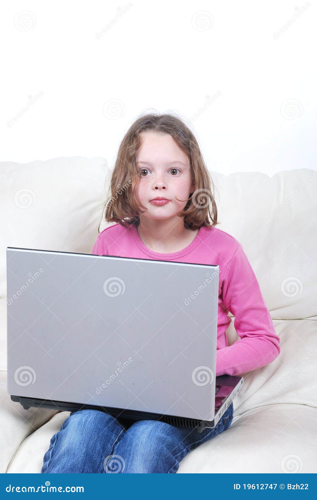 Girl using laptop stock image. Image of communication - 19612747