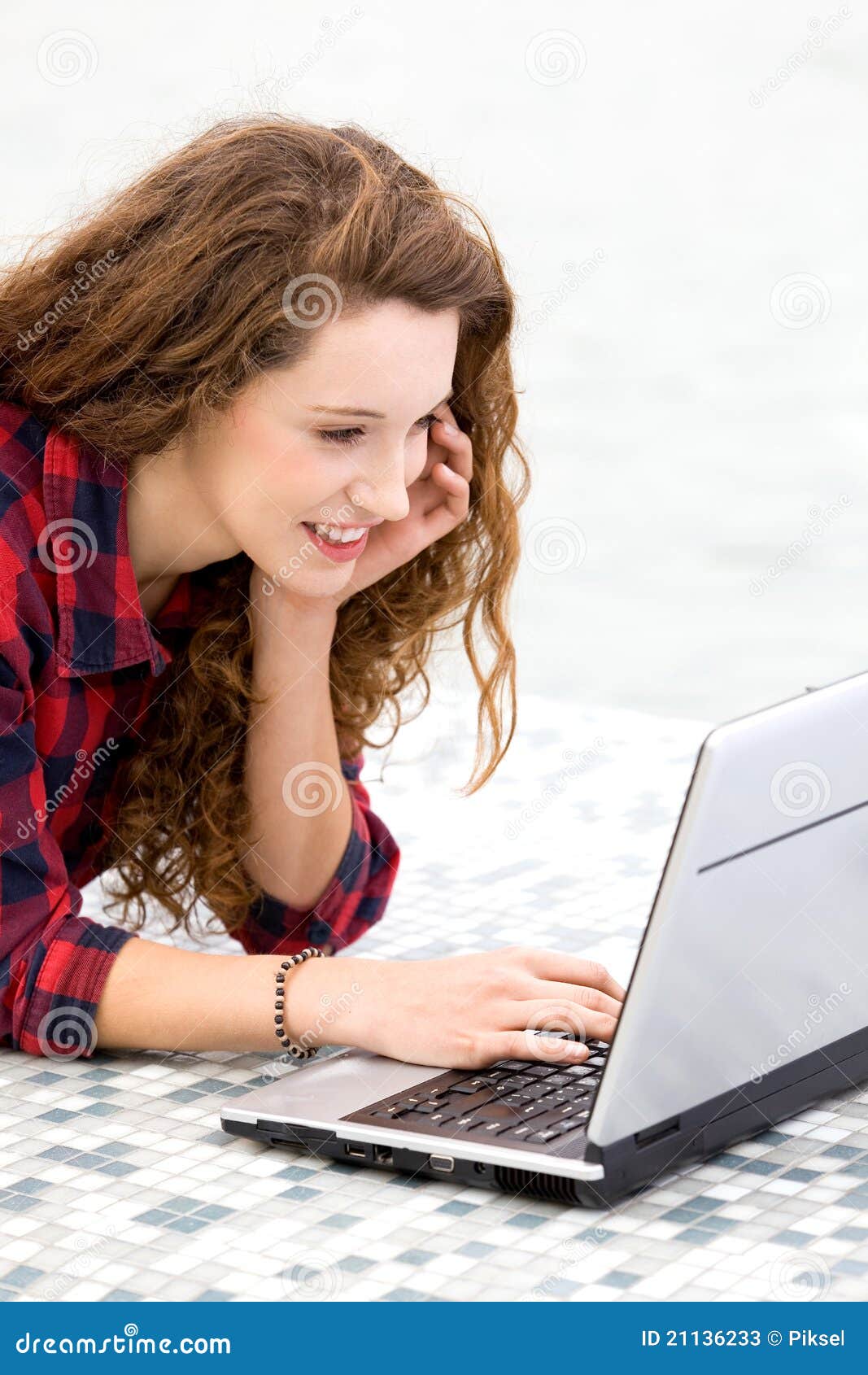 Girl using a laptop stock image. Image of wireless, adult - 21136233