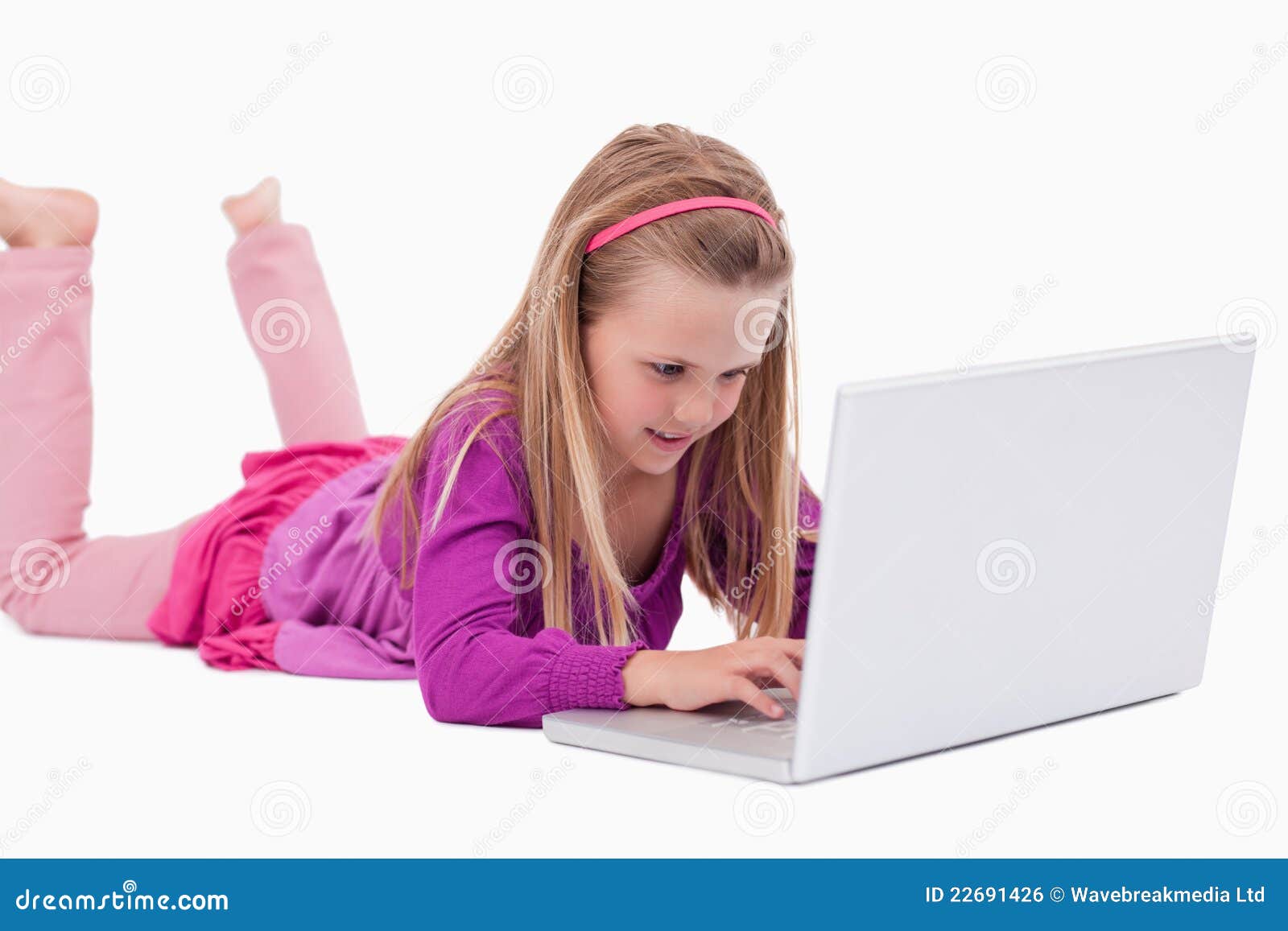 Girl using a laptop stock photo. Image of computer, notebook - 22691426