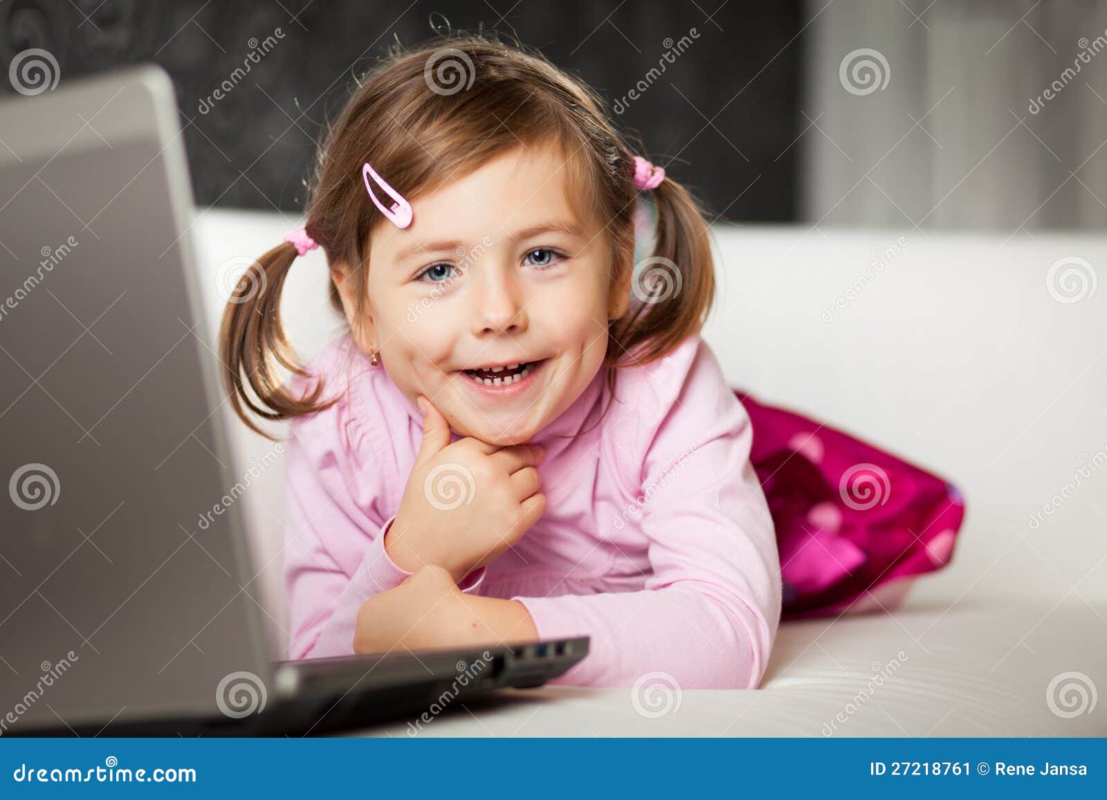 Girl using laptop stock image. Image of inside, caucasian - 27218761