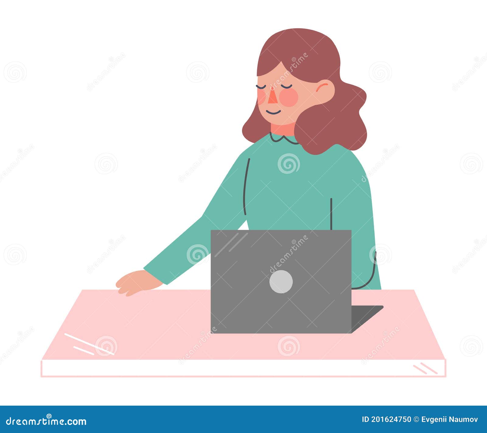Girl Using Laptop Computer, Educational Process, E-learning ...