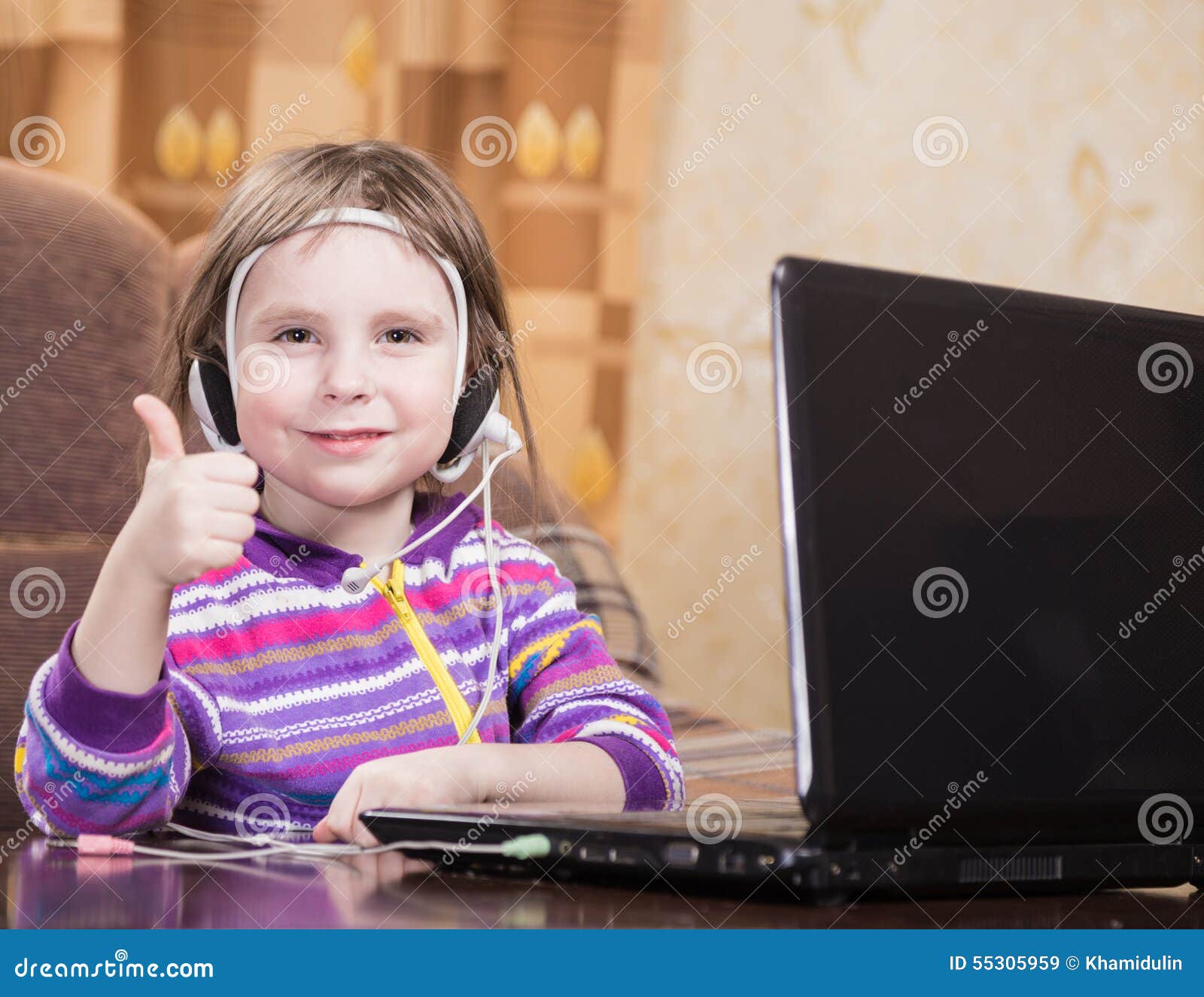 Girl Using Laptop. stock image. Image of child, knowledge - 55305959