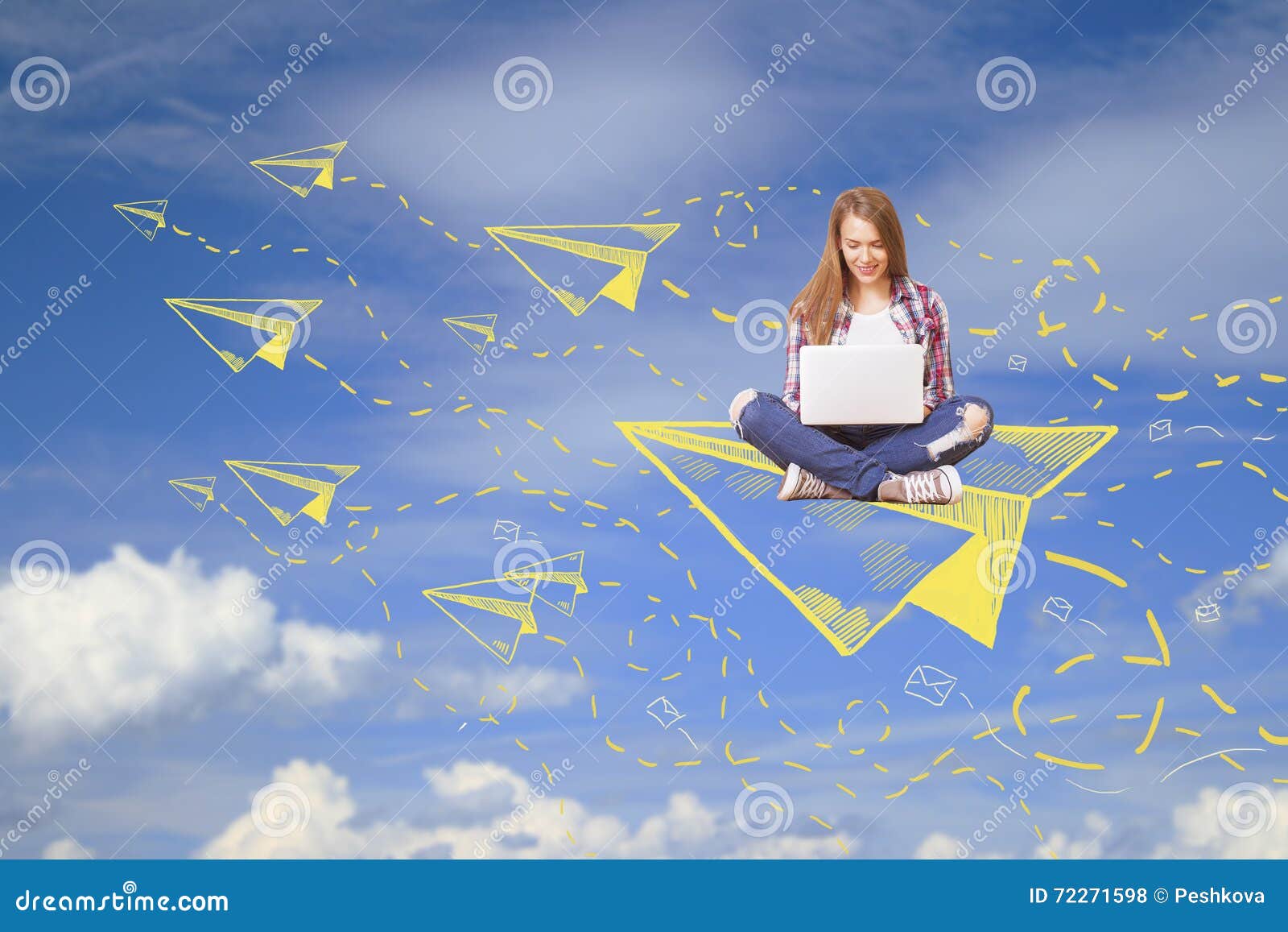 Girl using laptop stock photo. Image of notebook, drawing - 72271598