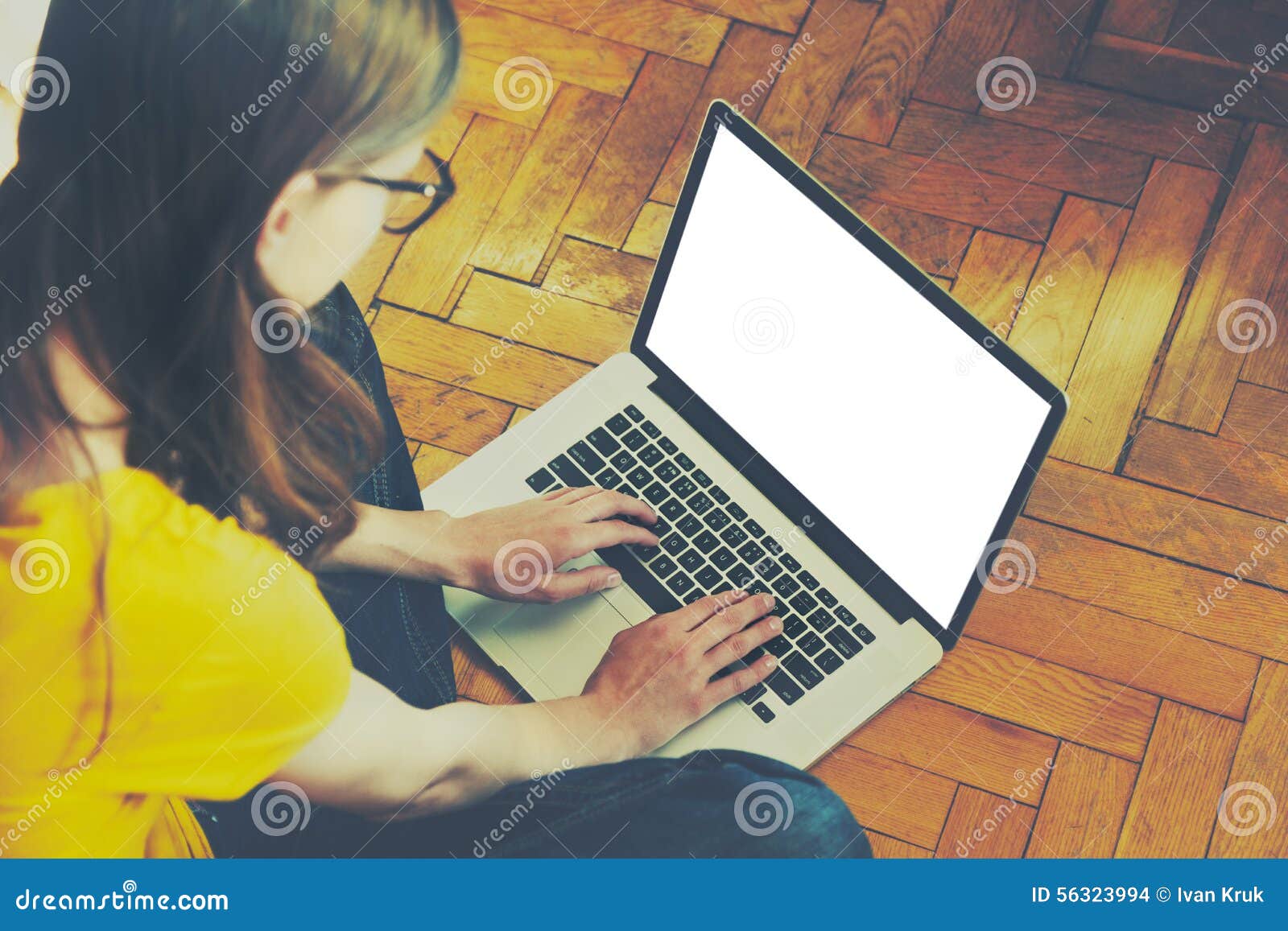 Girl Using Laptop and Typing Stock Photo - Image of social, device ...